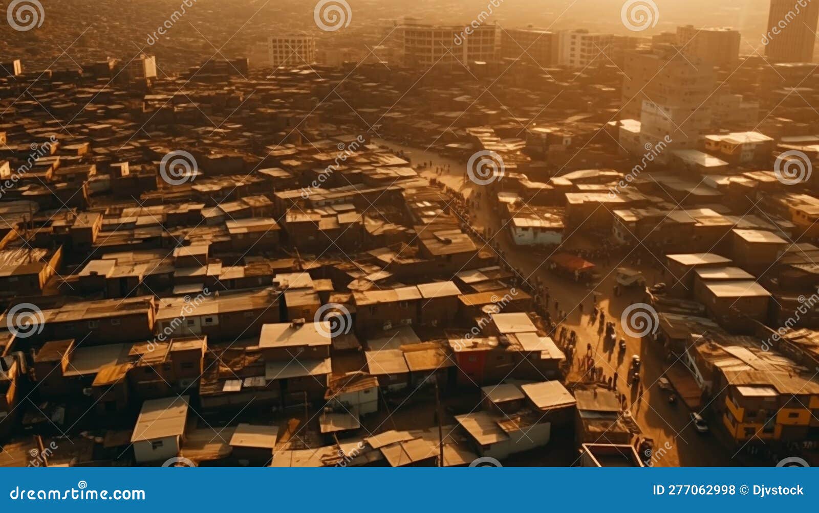 Sunset Illuminates Crowded City Skyline, Modern Architecture Generated ...