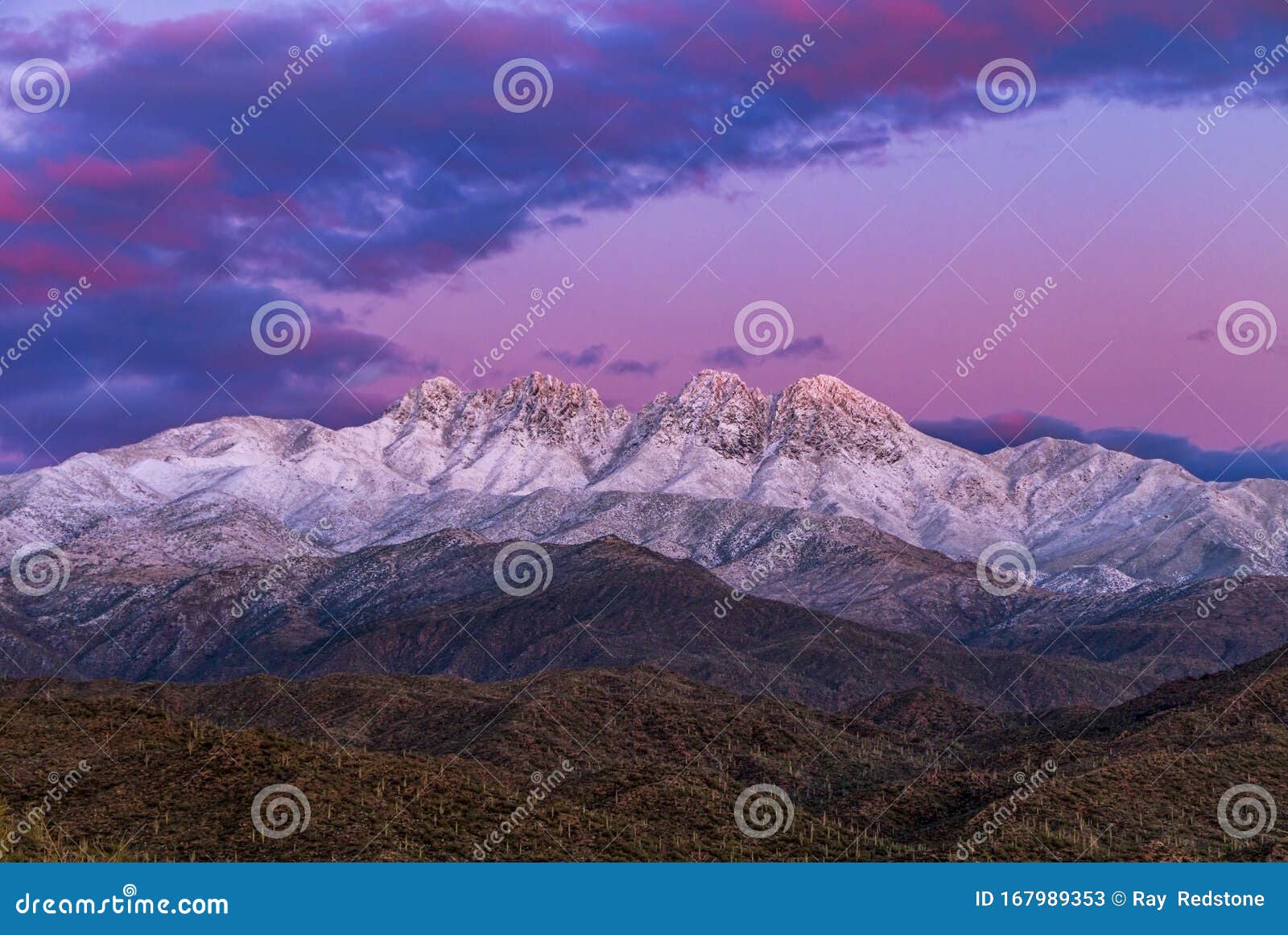 Snow Clad Four Peaks Mountain Range Outside Phoenix AZ Stock Image ...