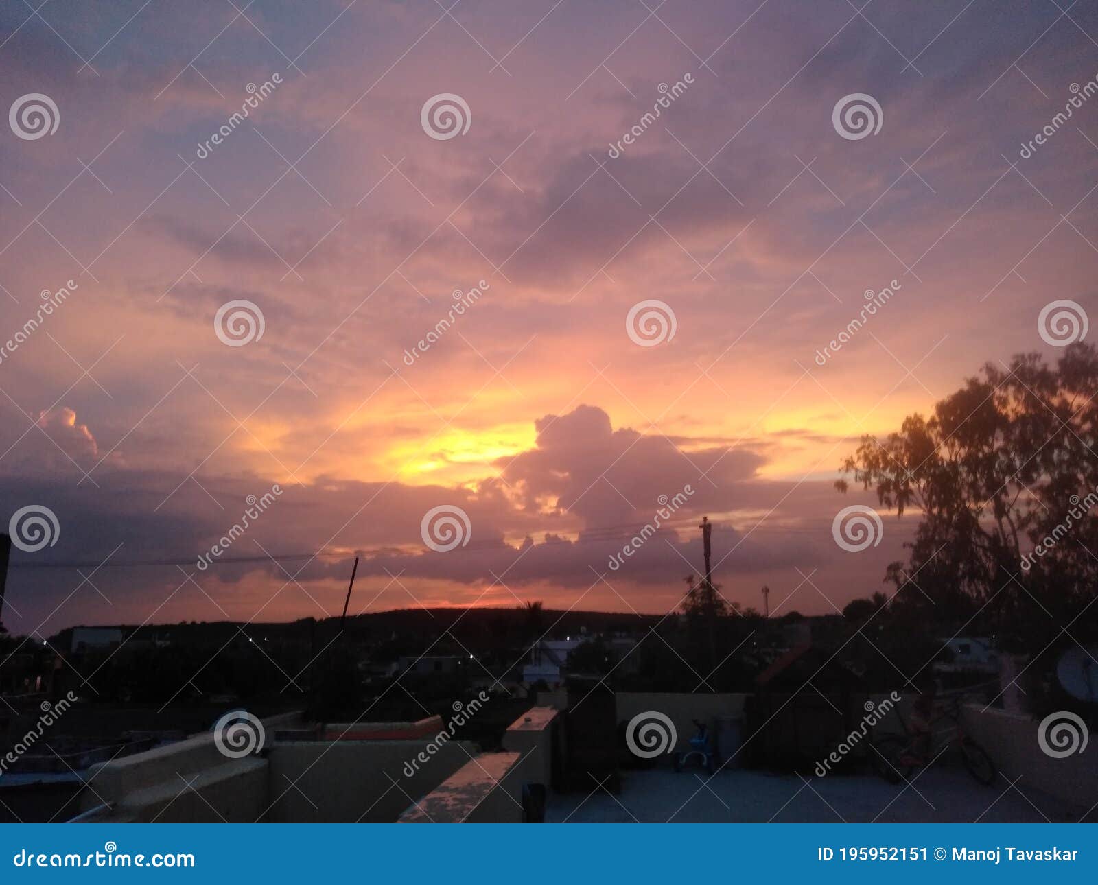 SUNSET in INDIA stock image. Image of orangesky, cloud - 195952151