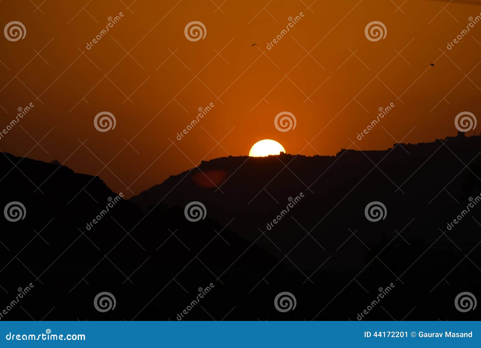 Sunset in India stock image. Image of park, india, birds - 44172201
