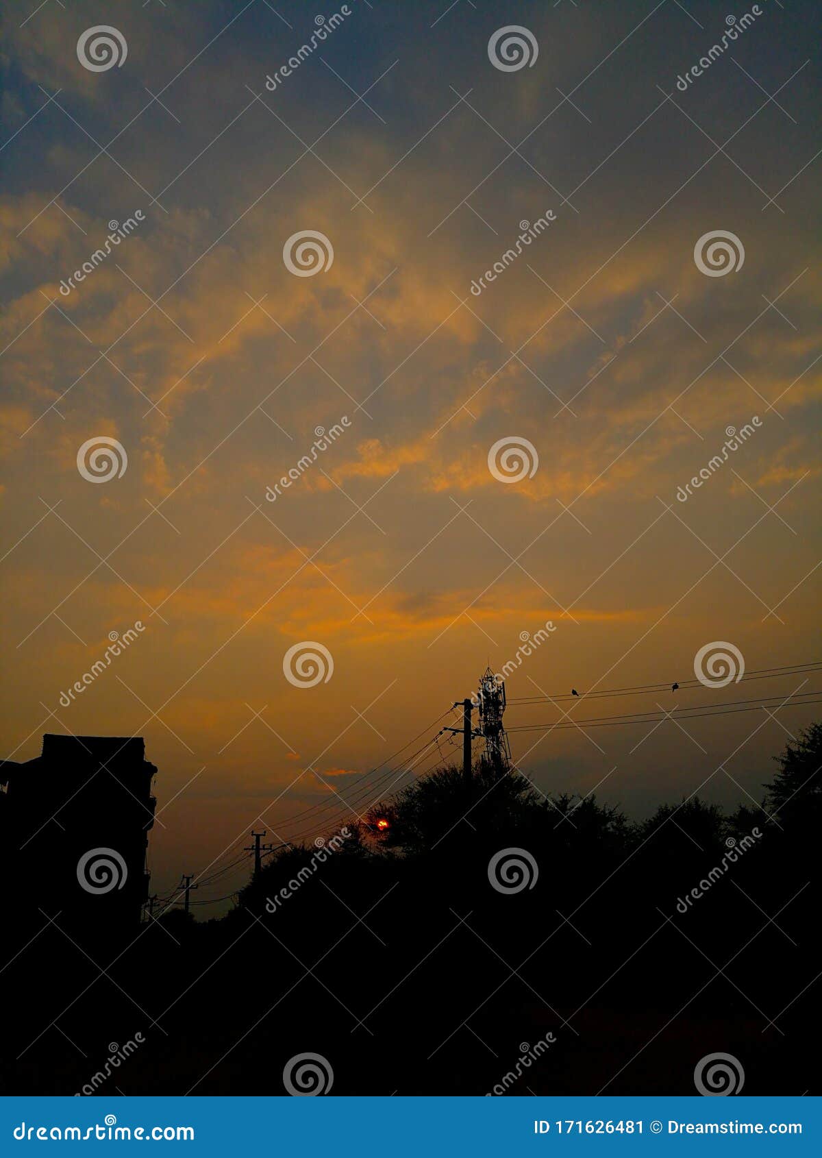 Sunset in India stock image. Image of evening, sunset - 171626481