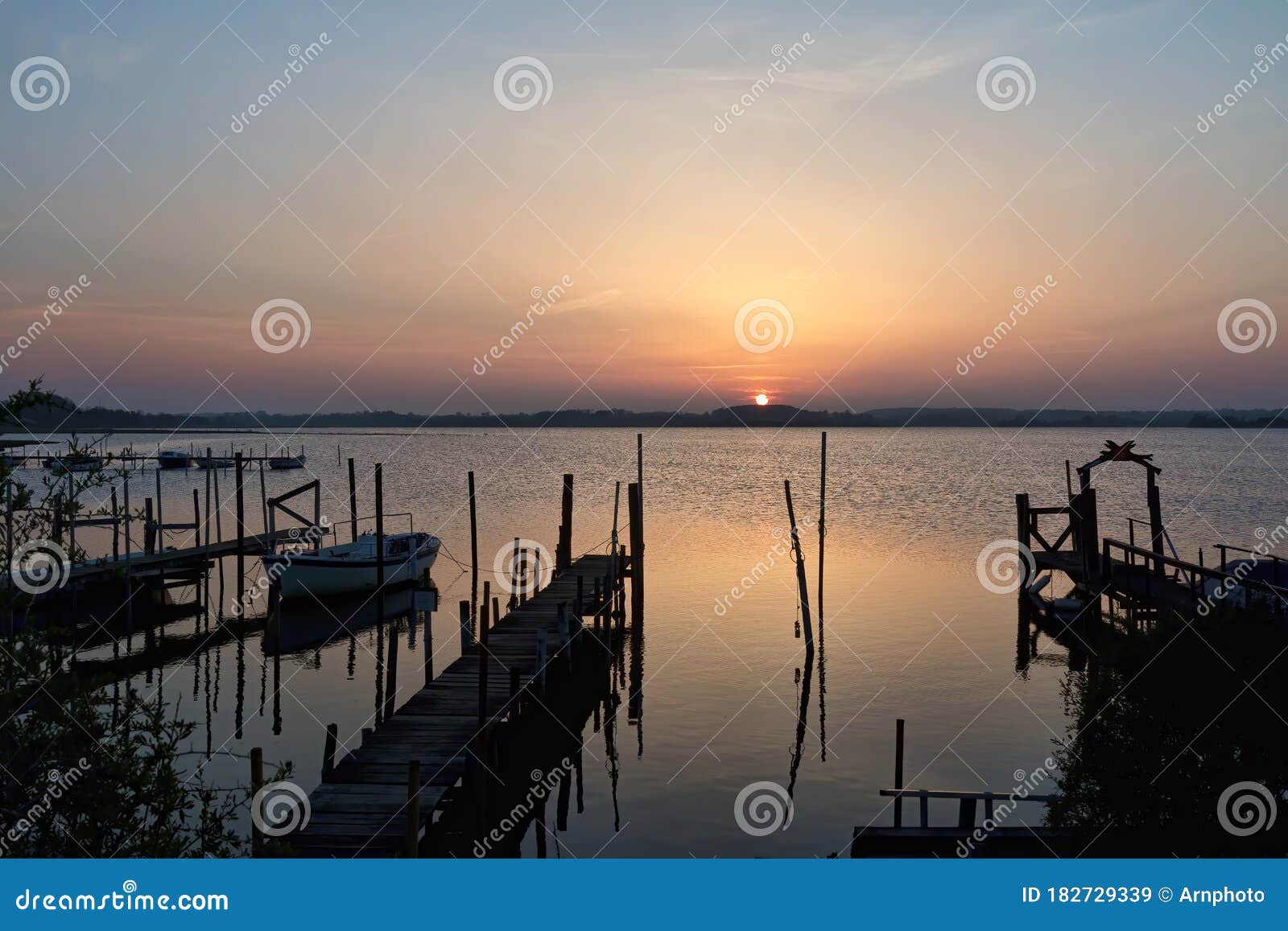 Sunset at the Inlet stock image. Image of pier, holiday - 182729339