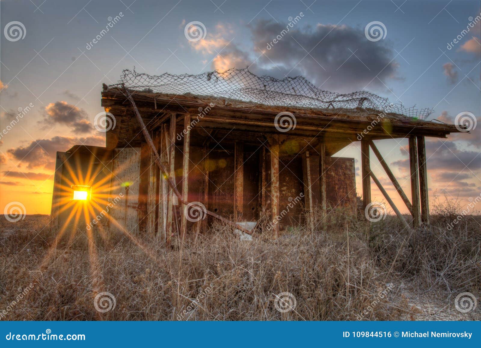 Sunset Inside an Old Buildings Window Stock Photo - Image of israeli ...
