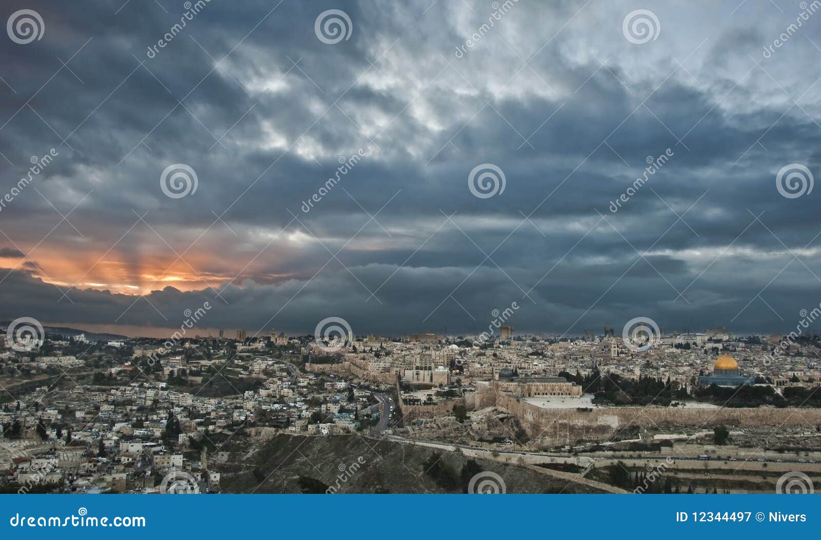 Sunset in jerusalem stock image. Image of cityscape, dome - 12344497