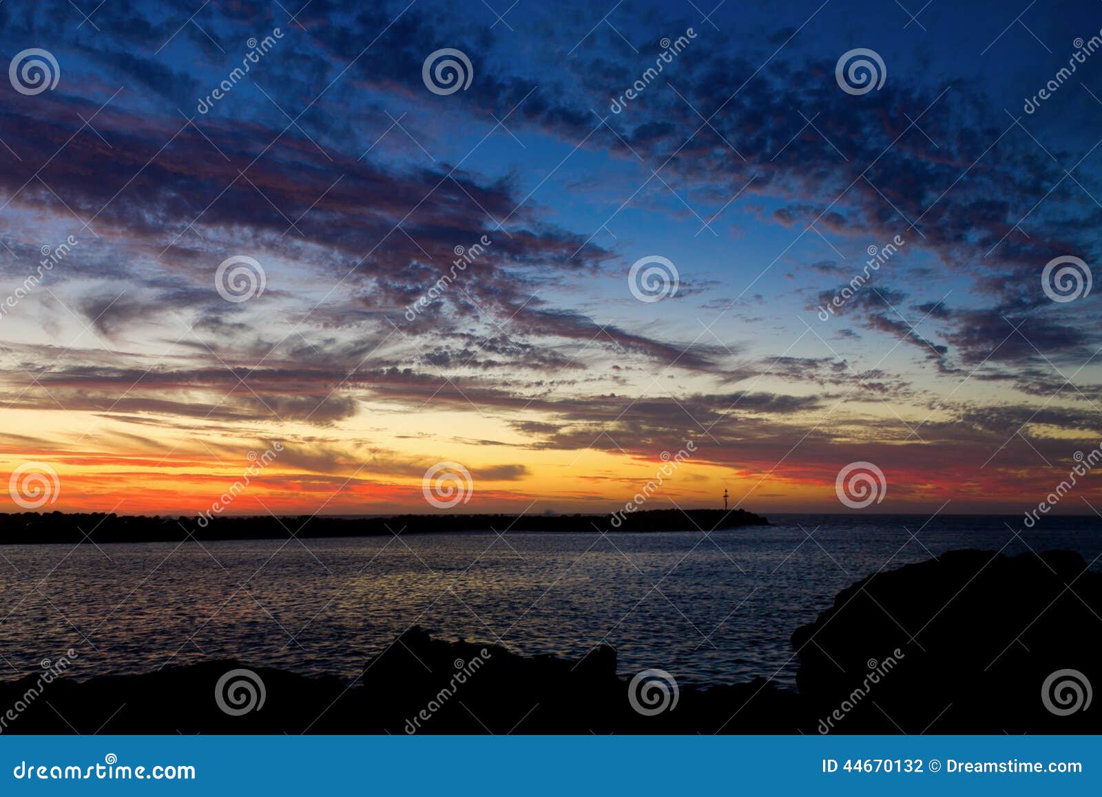Sunset Jetty stock photo. Image of horizon, harbor, channel - 44670132