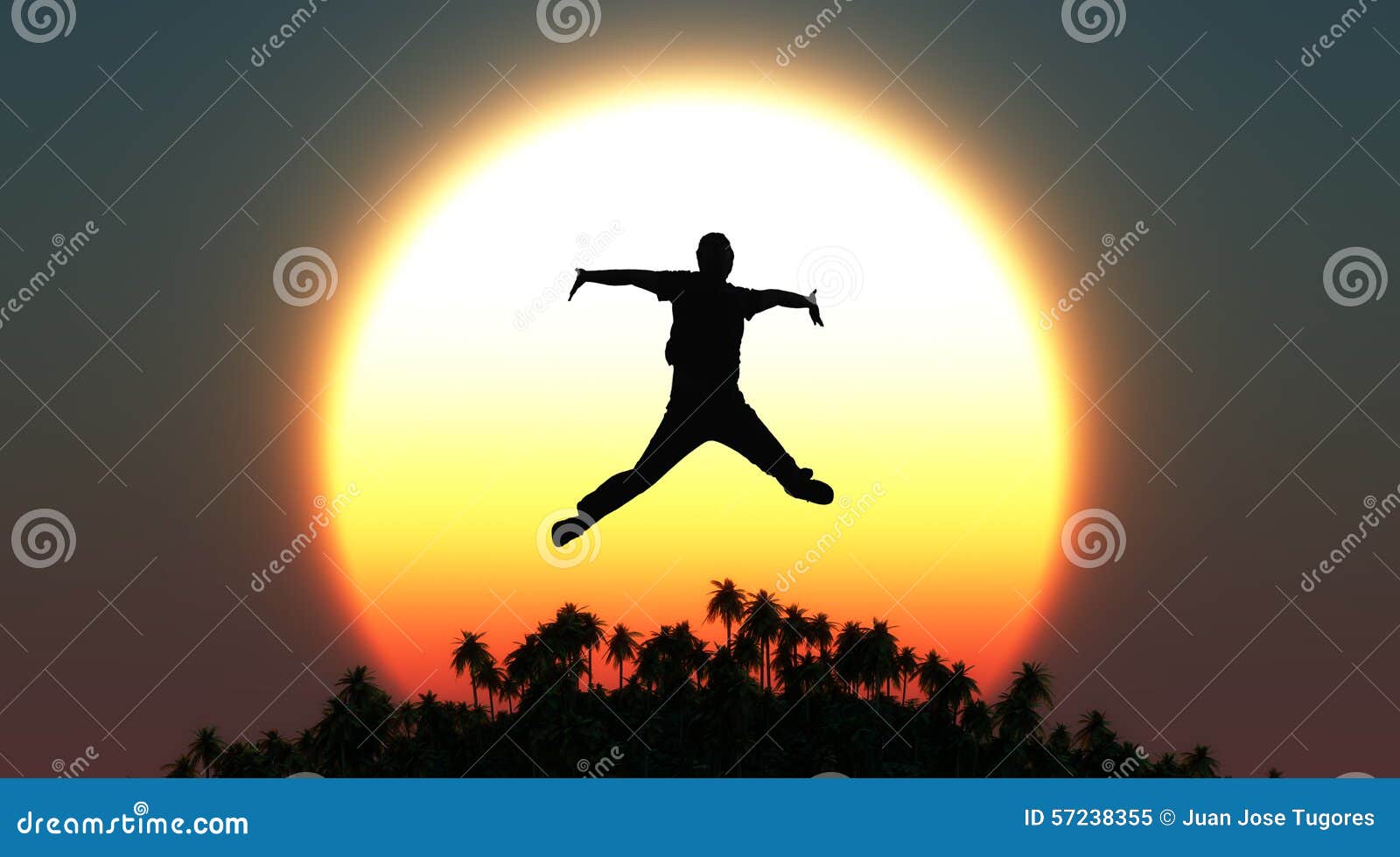 Sunset jump stock illustration. Illustration of active - 57238355
