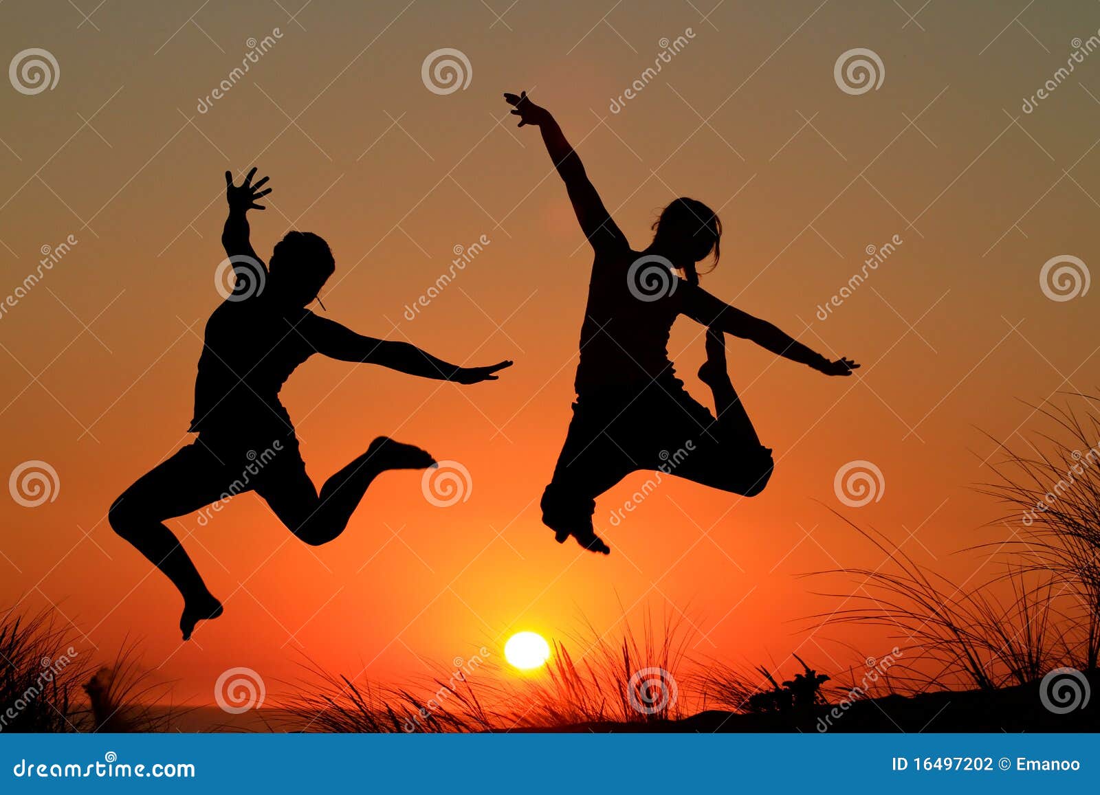 Sunset jump sisters stock photo. Image of excited, high - 16497202