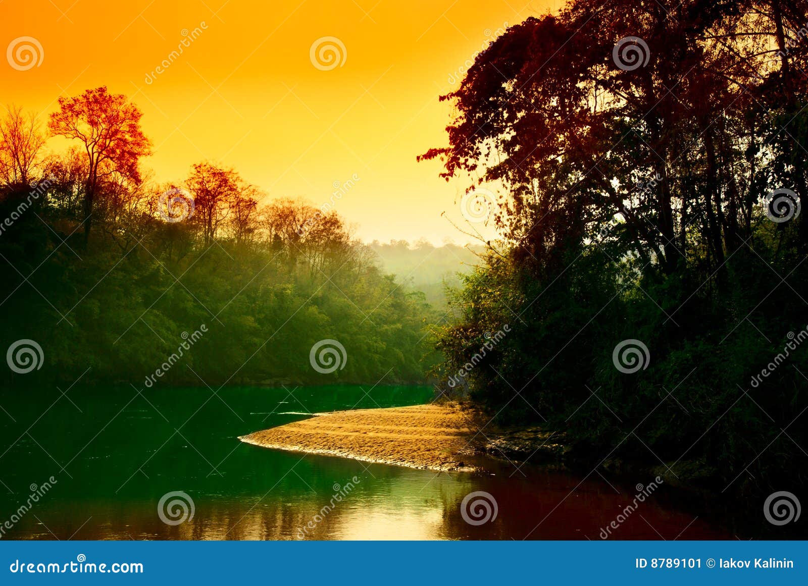Sunset in jungle stock image. Image of cascade, bamboo - 8789101