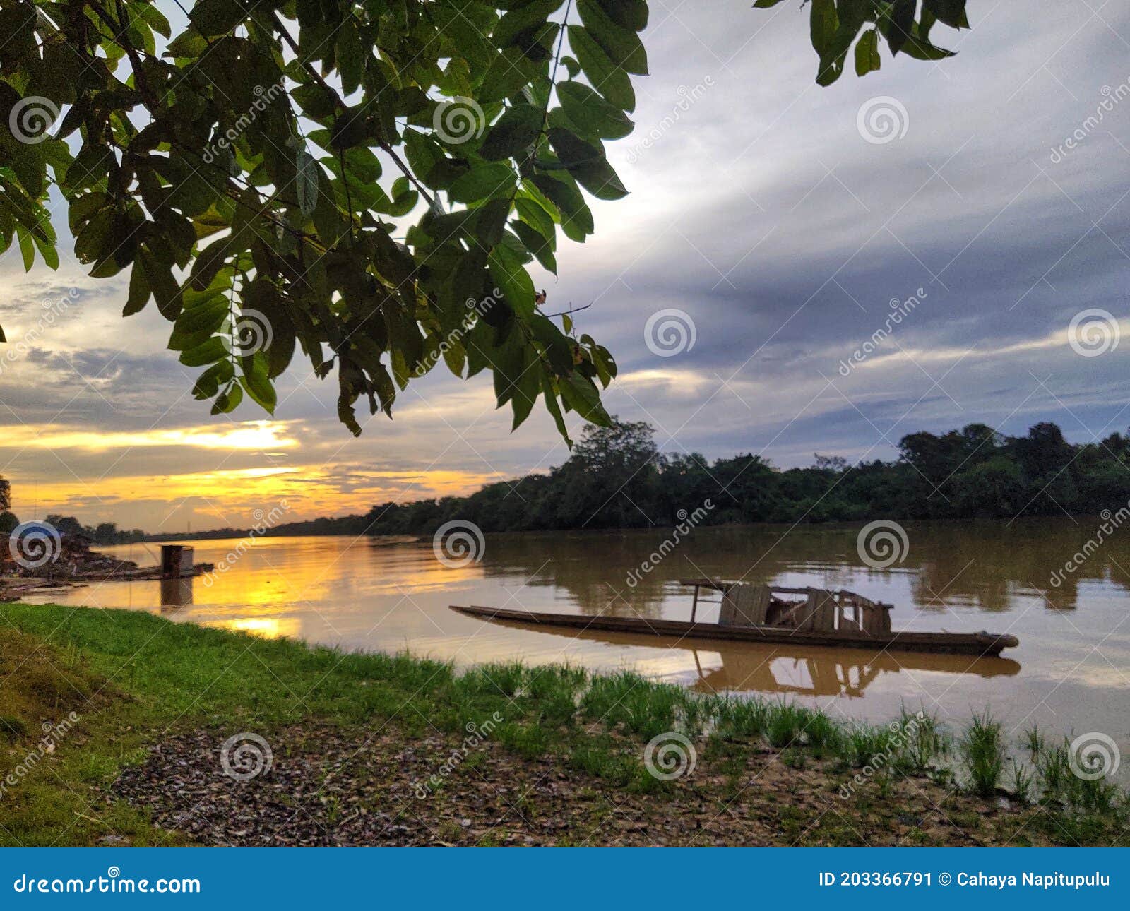 Sunset at Kahayan river stock image. Image of river - 203366791