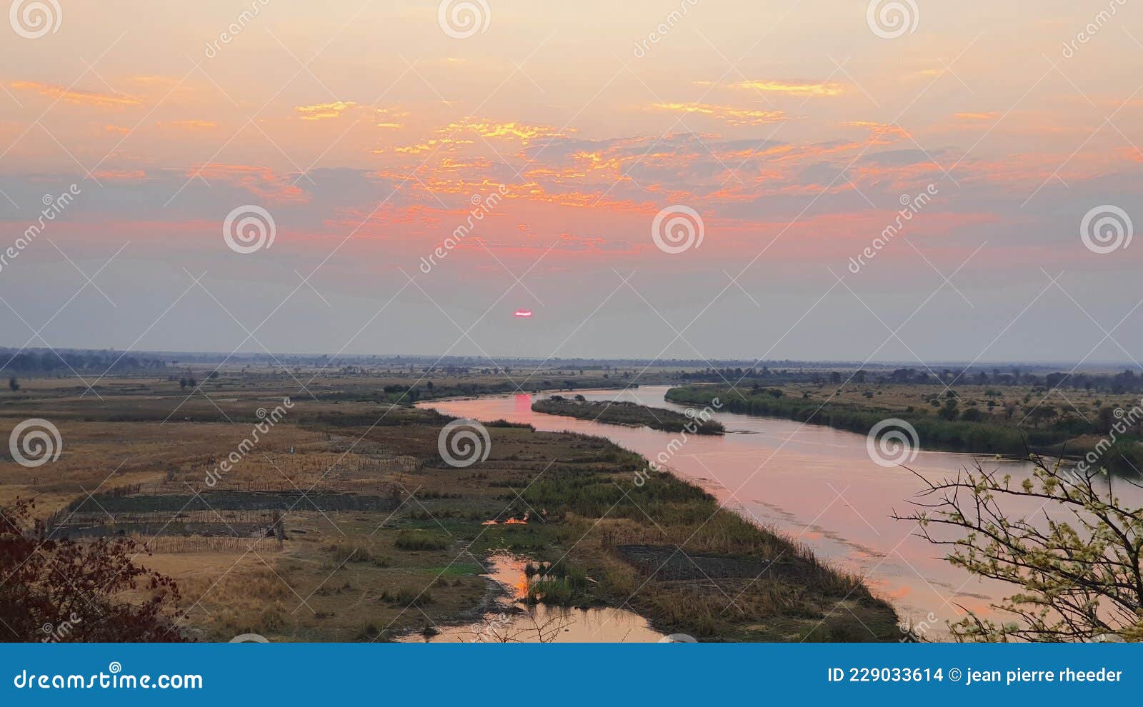 Sunset of the Kavango River Stock Photo - Image of sunrise, evening ...