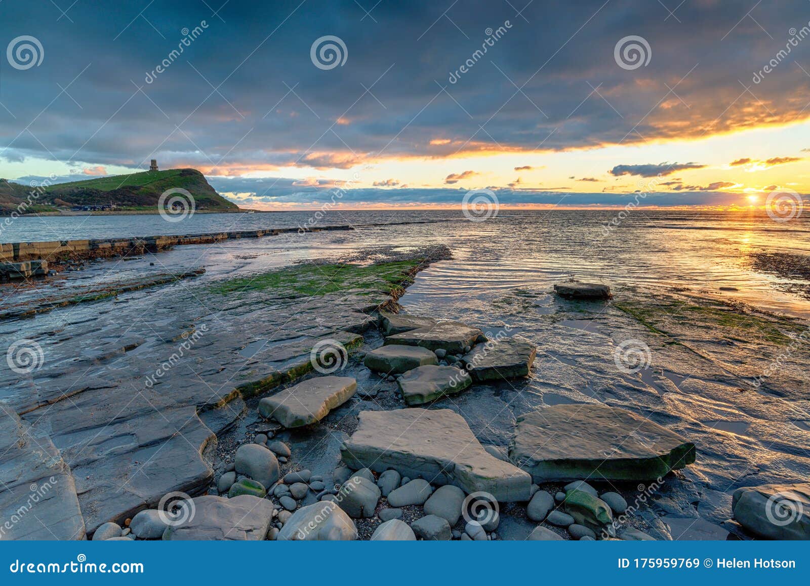 Sunset at Kimmeridge stock image. Image of england, landscape - 175959769
