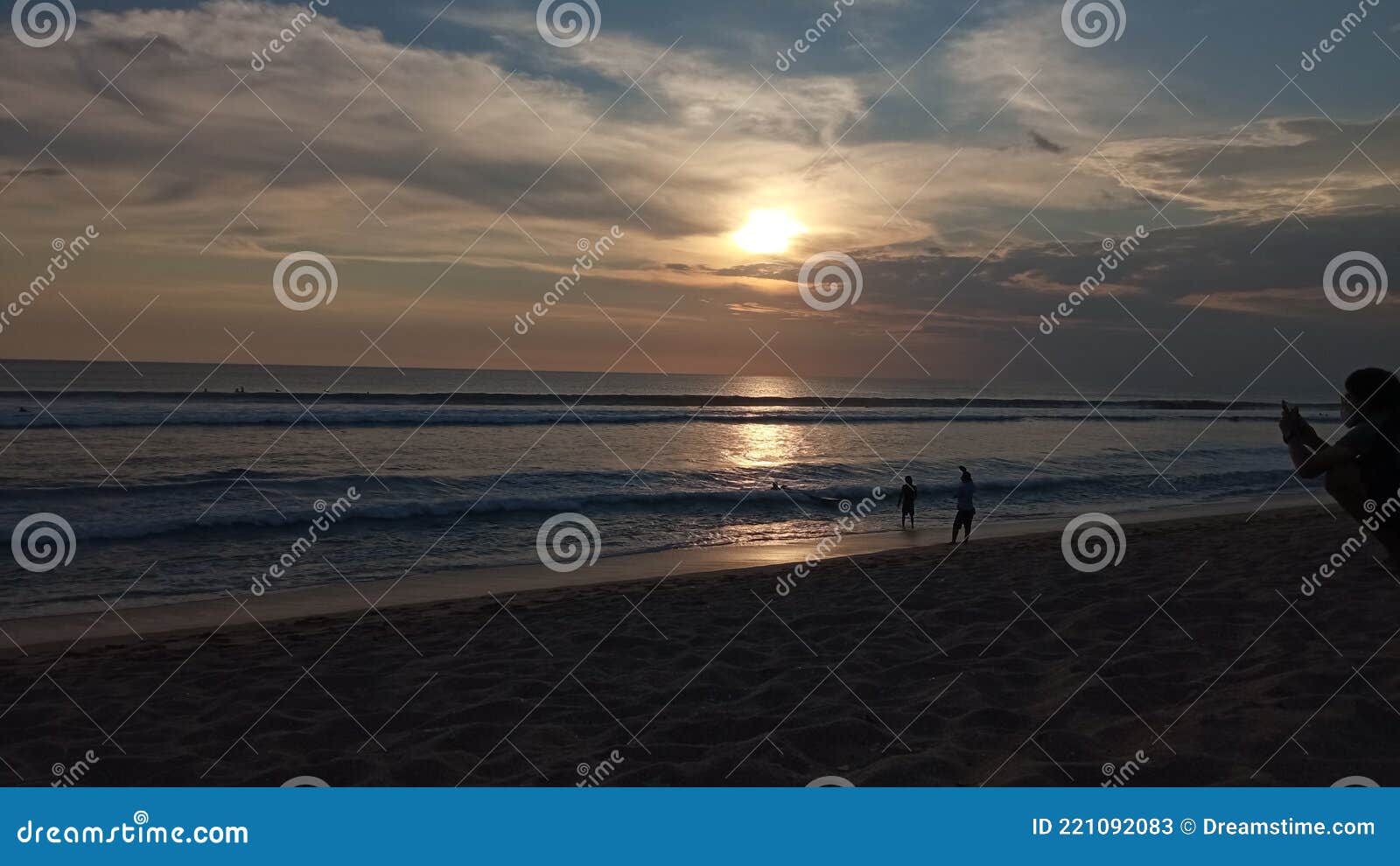Sunset at kuta beach stock image. Image of kuta, sunset - 221092083
