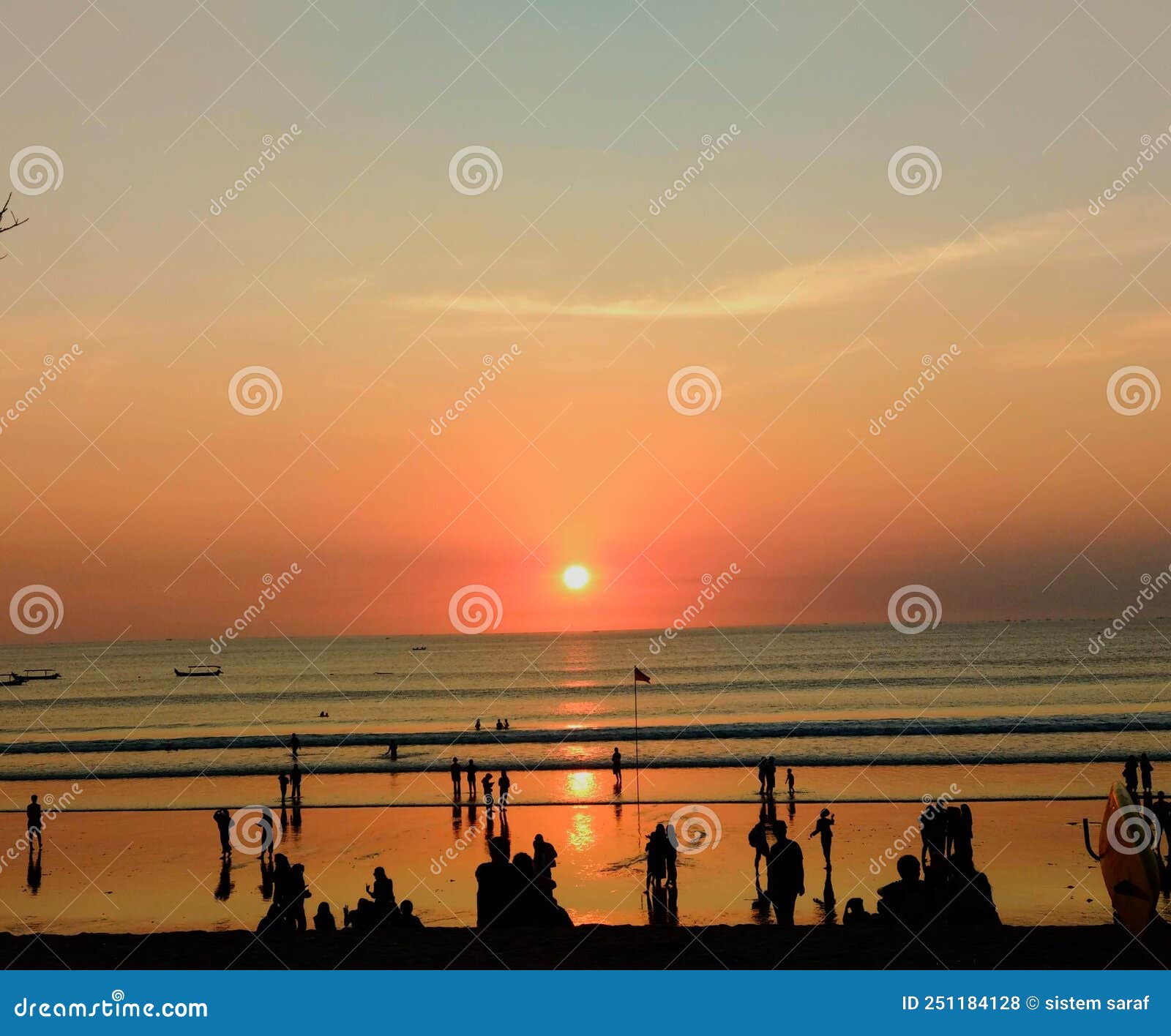 Sunset on kuta beach editorial stock photo. Image of indonesia - 251184128