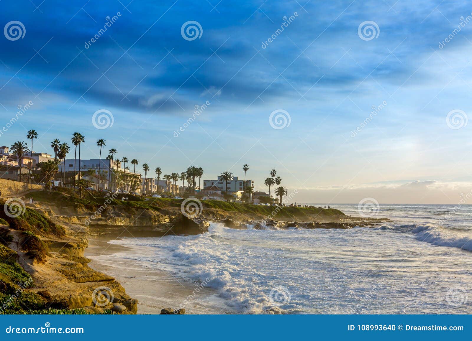 Sunset at La Jolla Shores Beach Stock Photo - Image of beach ...