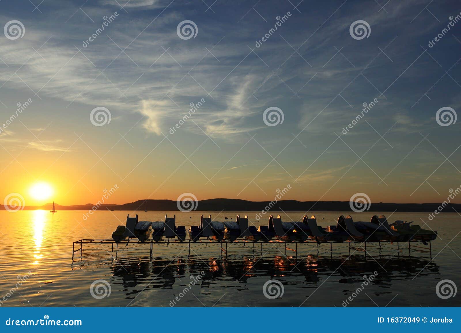 Sunset at Lake Balaton stock image. Image of nature, season - 16372049