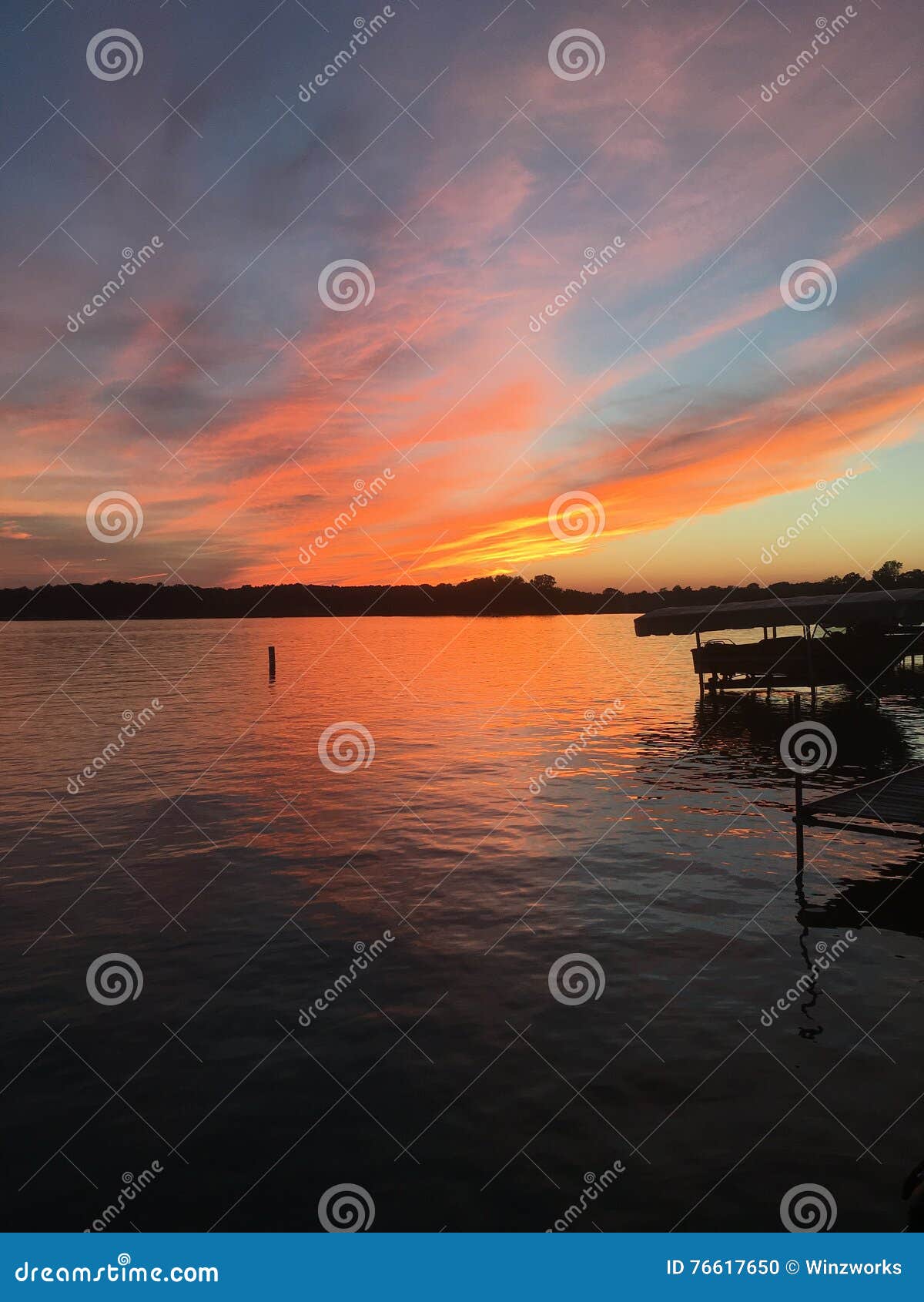 Sunset at the Lake stock photo. Image of sunset, summer - 76617650