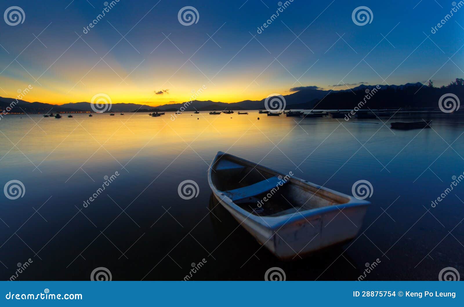 Sunset on the lake, boat stock photo. Image of boat, ocean - 28875754