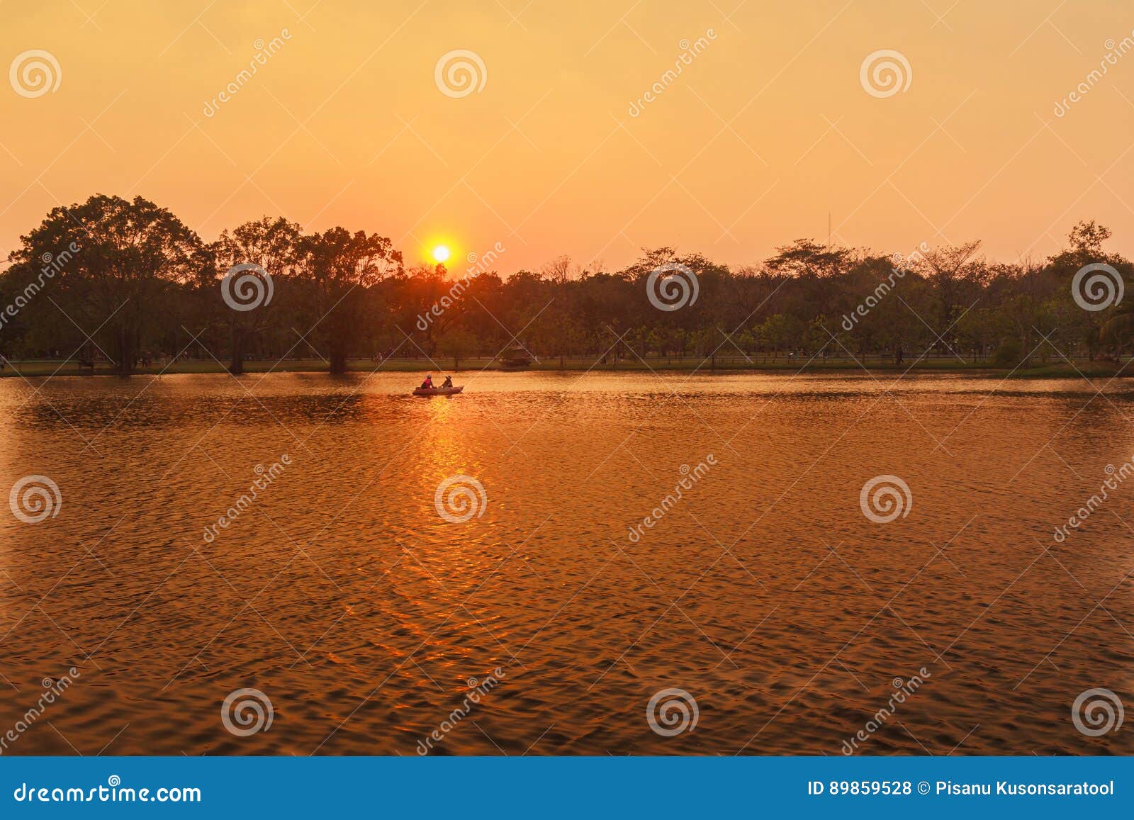 Sunset Lake Boat Riding stock photo. Image of boat, travel - 89859528