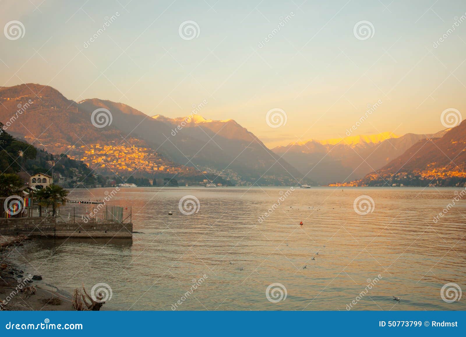 Sunset in Lake Como stock image. Image of view, blue - 50773799