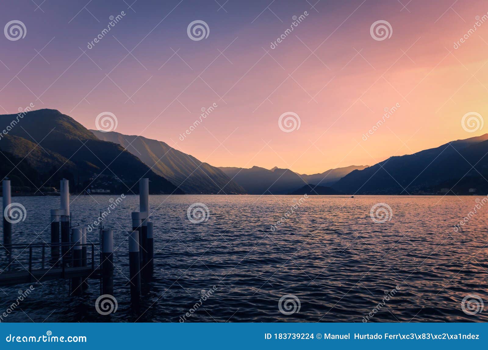 Sunset in Lake Como stock photo. Image of european, como - 183739224
