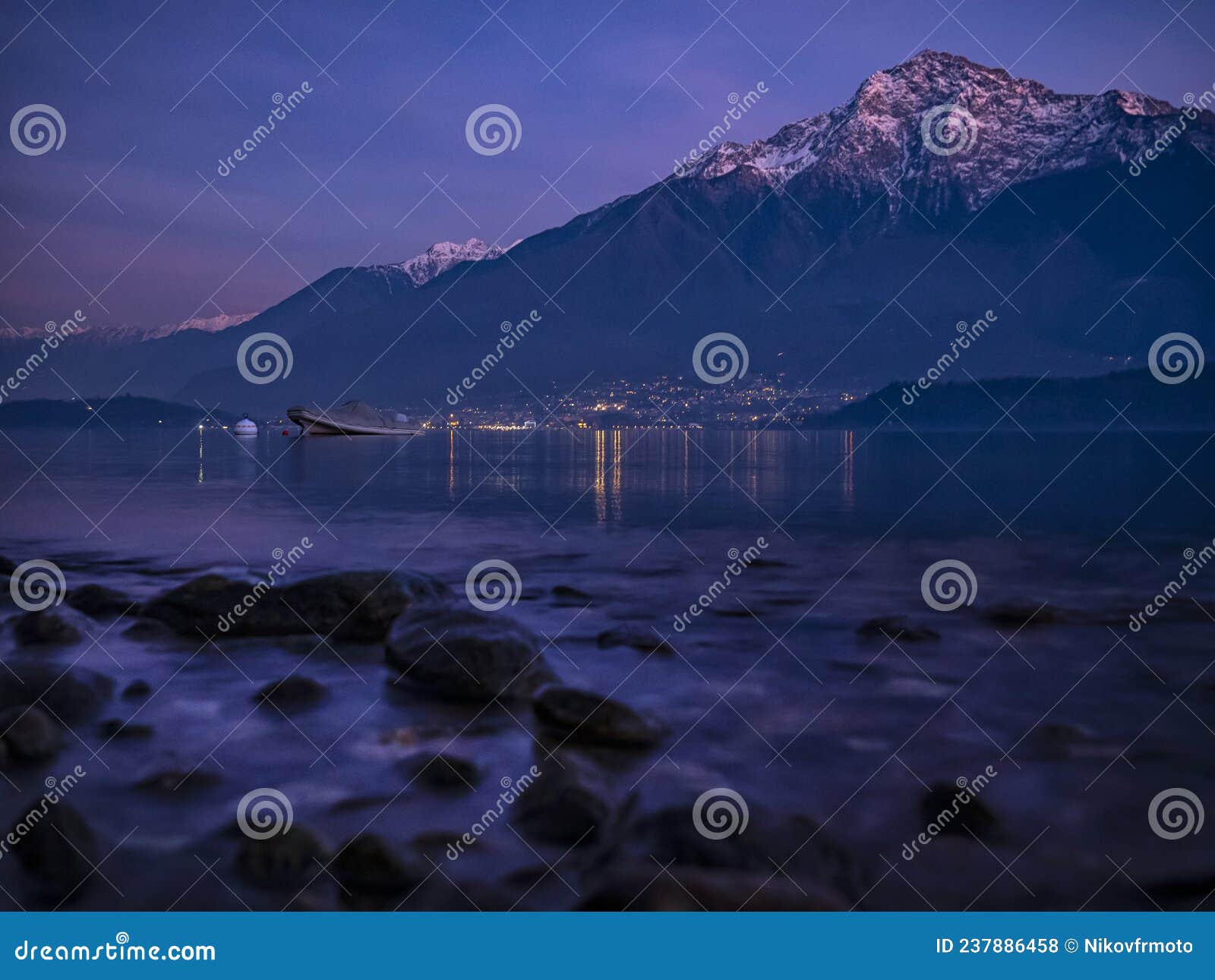 Sunset on Lake Como in Winter Stock Photo - Image of landscape, como ...