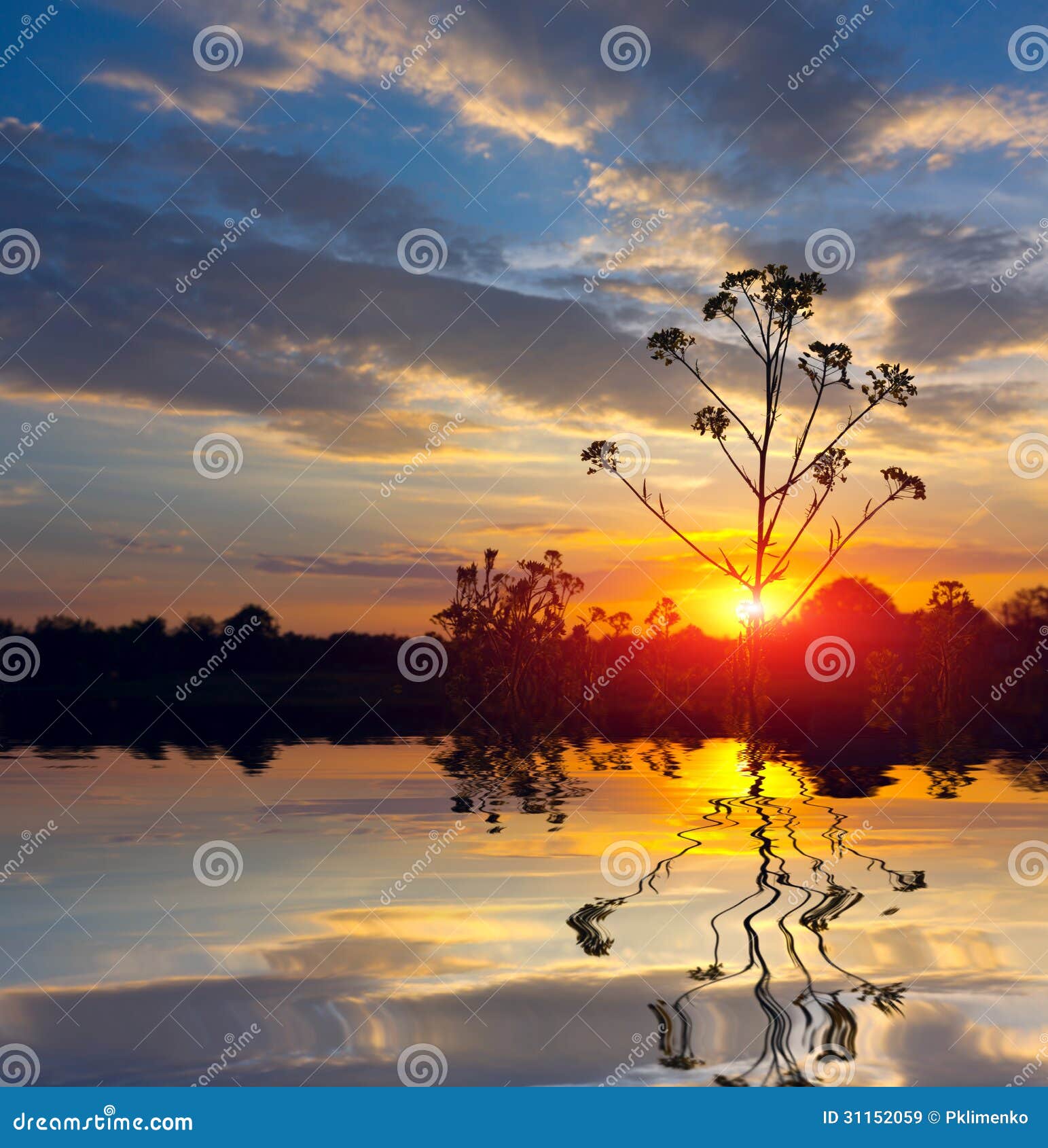 Sunset on lake stock image. Image of abstract, background - 31152059