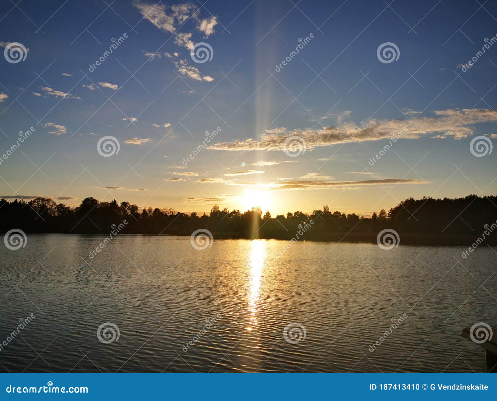 Sunset lake no filter stock photo. Image of sunrise - 187413410