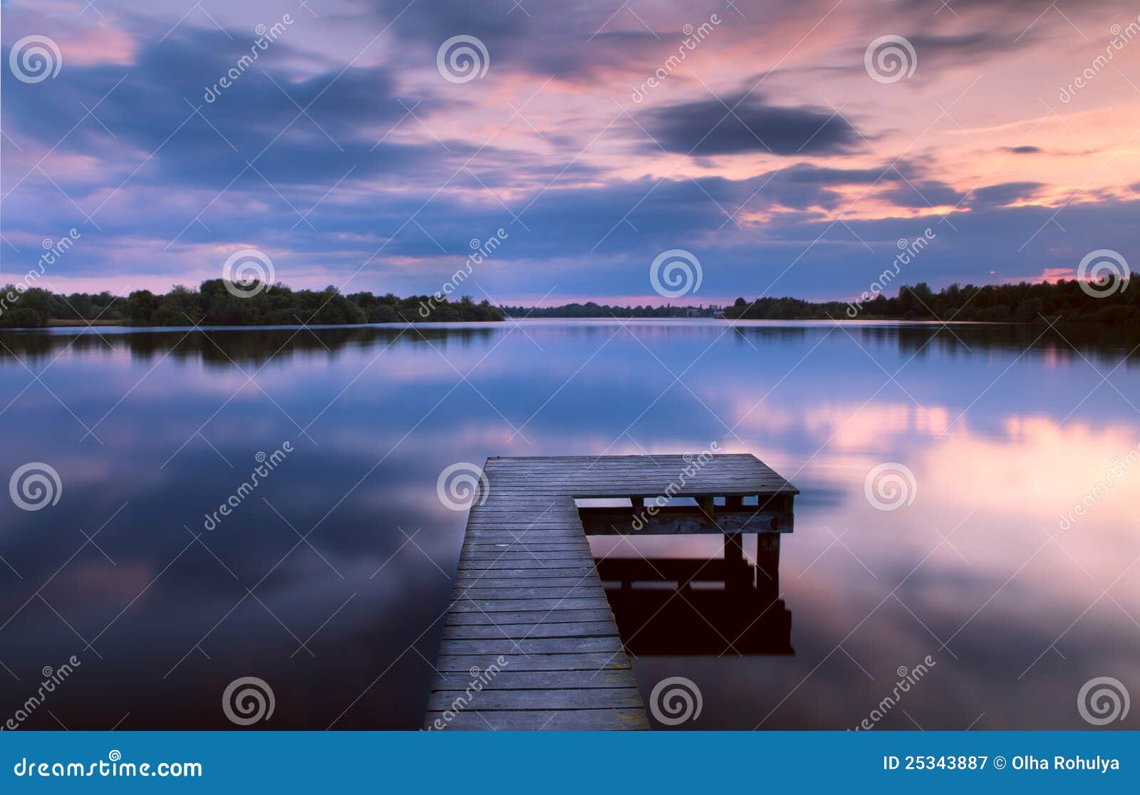 Sunset on Lake from the Pier Stock Image - Image of dusk, groningen ...
