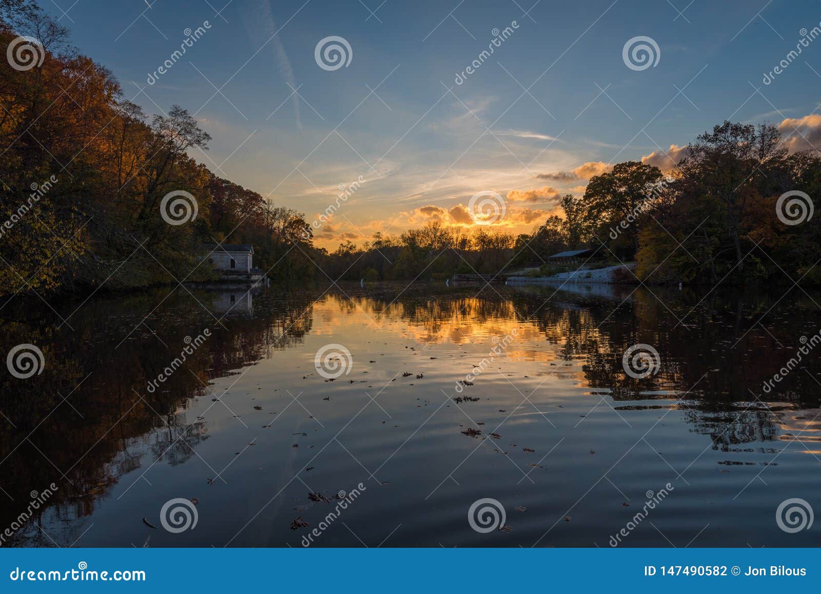 Sunset at Lake Roland at Robert E. Lee Park in Baltimore, Maryland ...