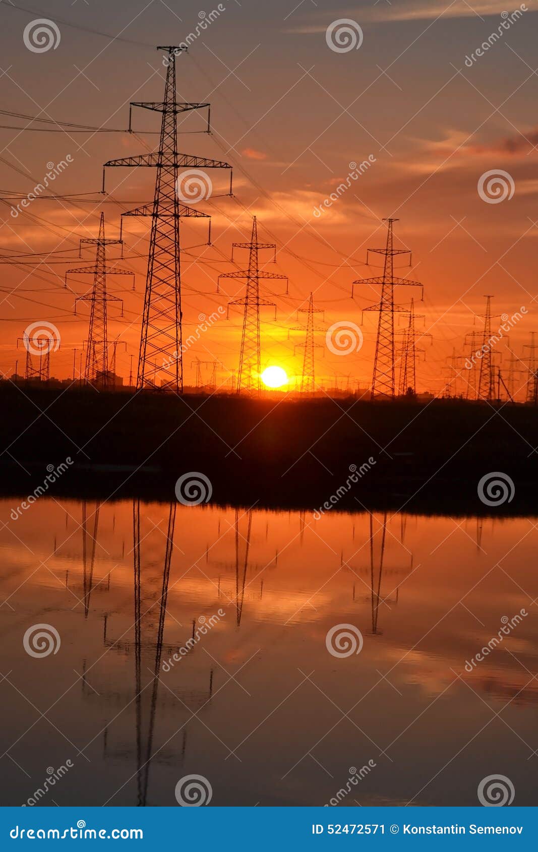 Sunset on the lake. stock image. Image of construction - 52472571