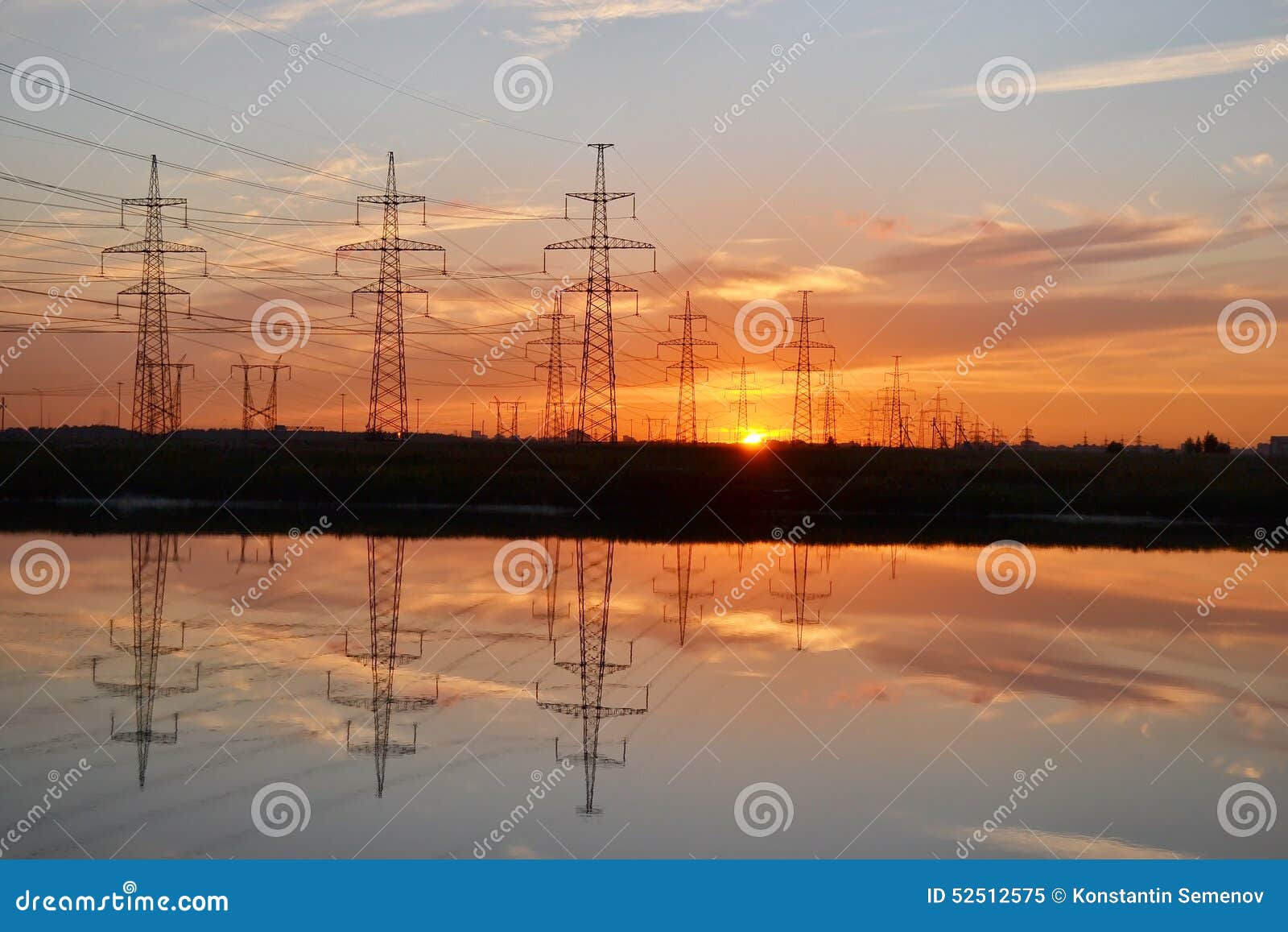 Sunset on the lake. stock image. Image of power, cloud - 52512575