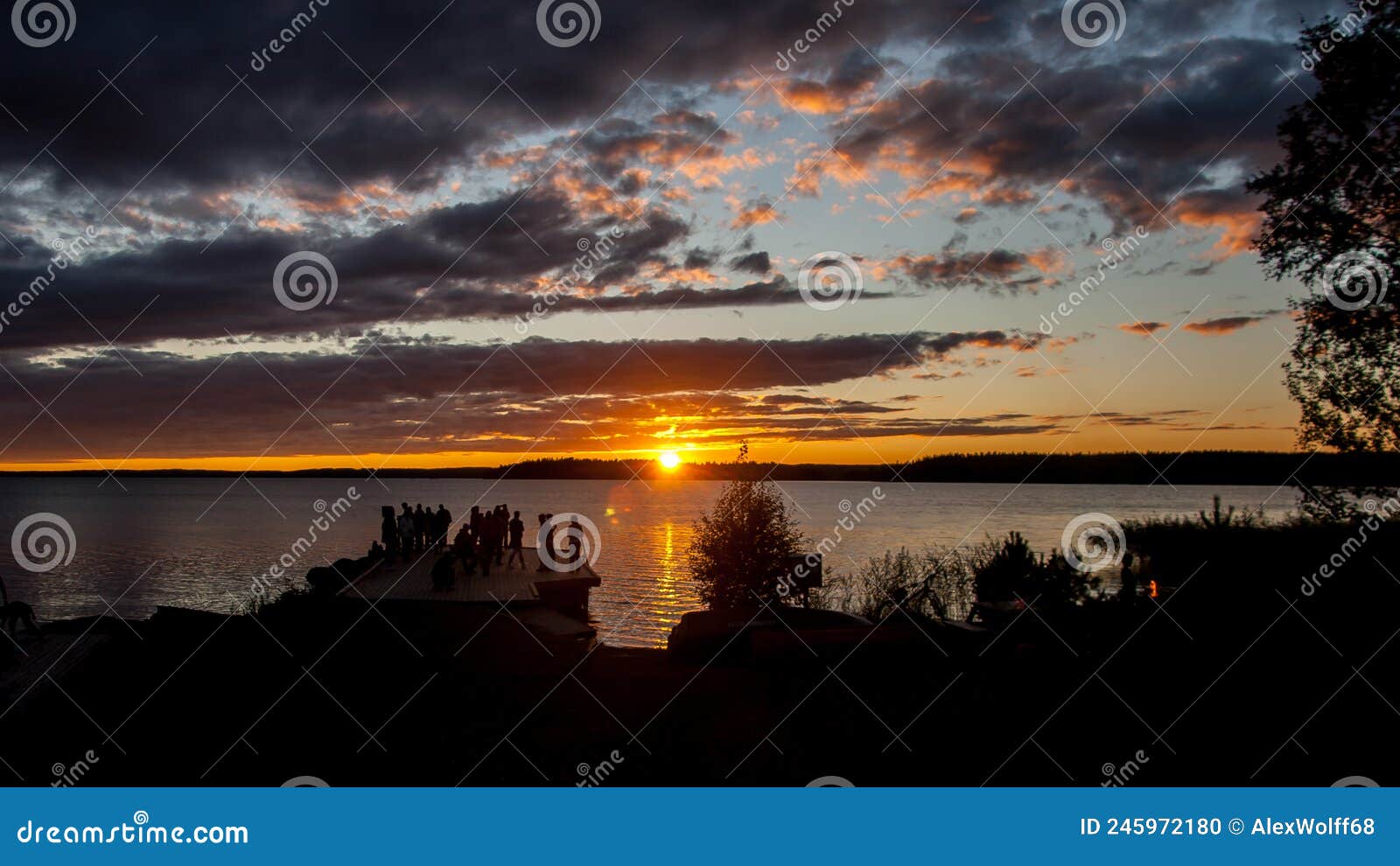 Sunset at the lake Unden stock photo. Image of sweden - 245972180