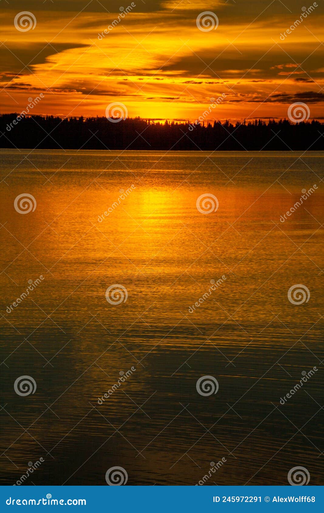 Sunset at the lake Unden stock image. Image of idyllic - 245972291