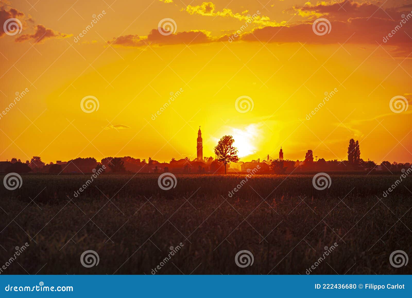 Sunset Bell Tower Trees Countryside 8 Stock Photo - Image of historical ...