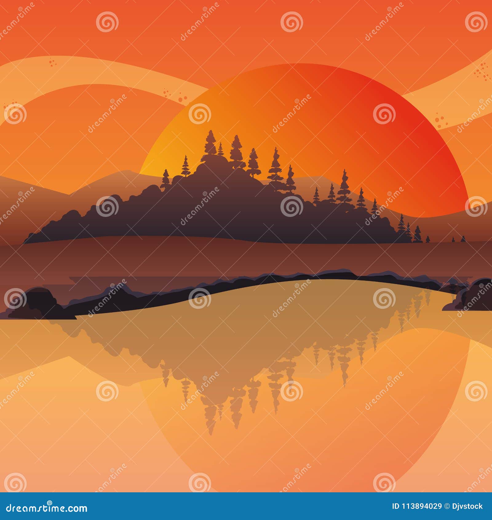 Sunset landscape design stock vector. Illustration of cloudy - 113894029