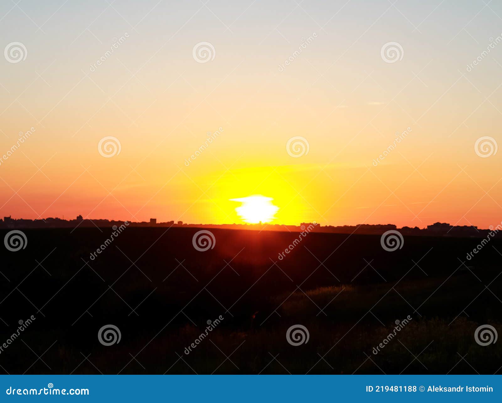 Sunset Landscape. Horizon at Sunset. Red Black Paint. Stock Photo ...