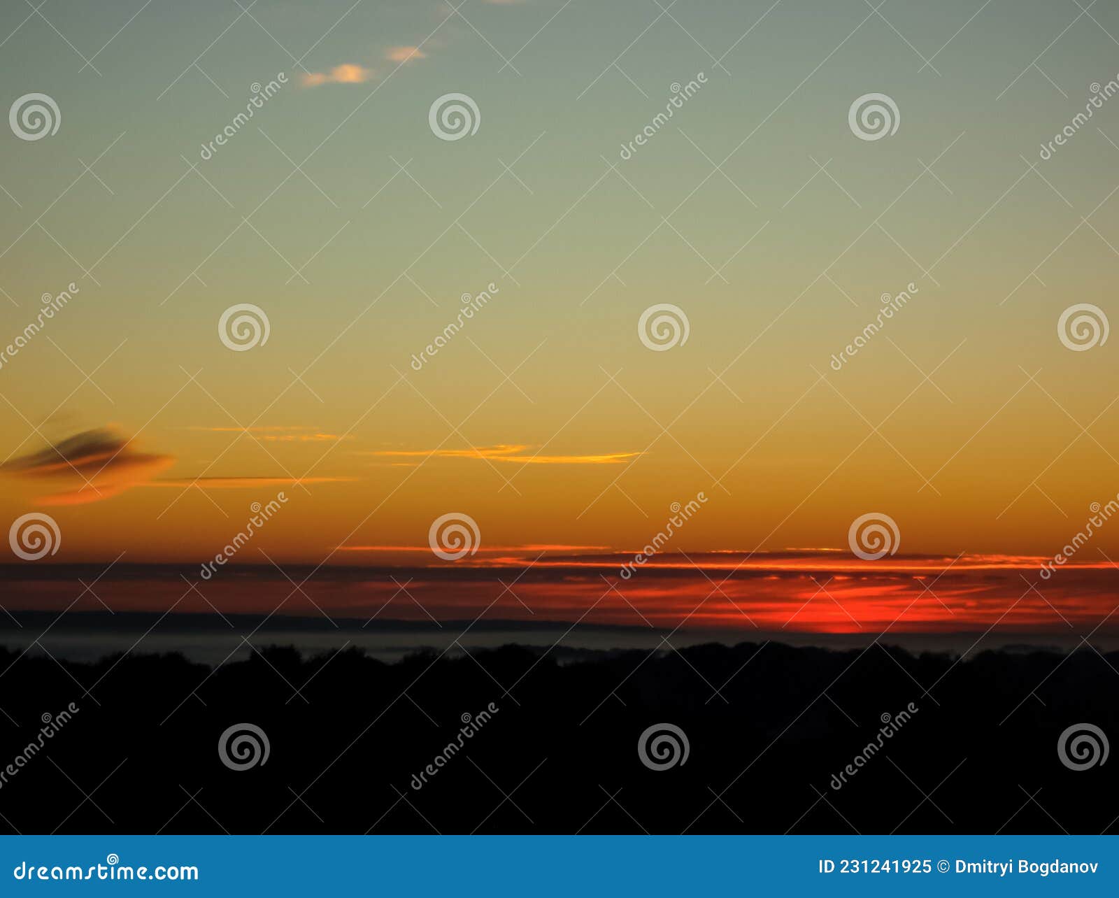 Sunset Landscape. Horizon at Sunset. Red Black Paint. Stock Image ...