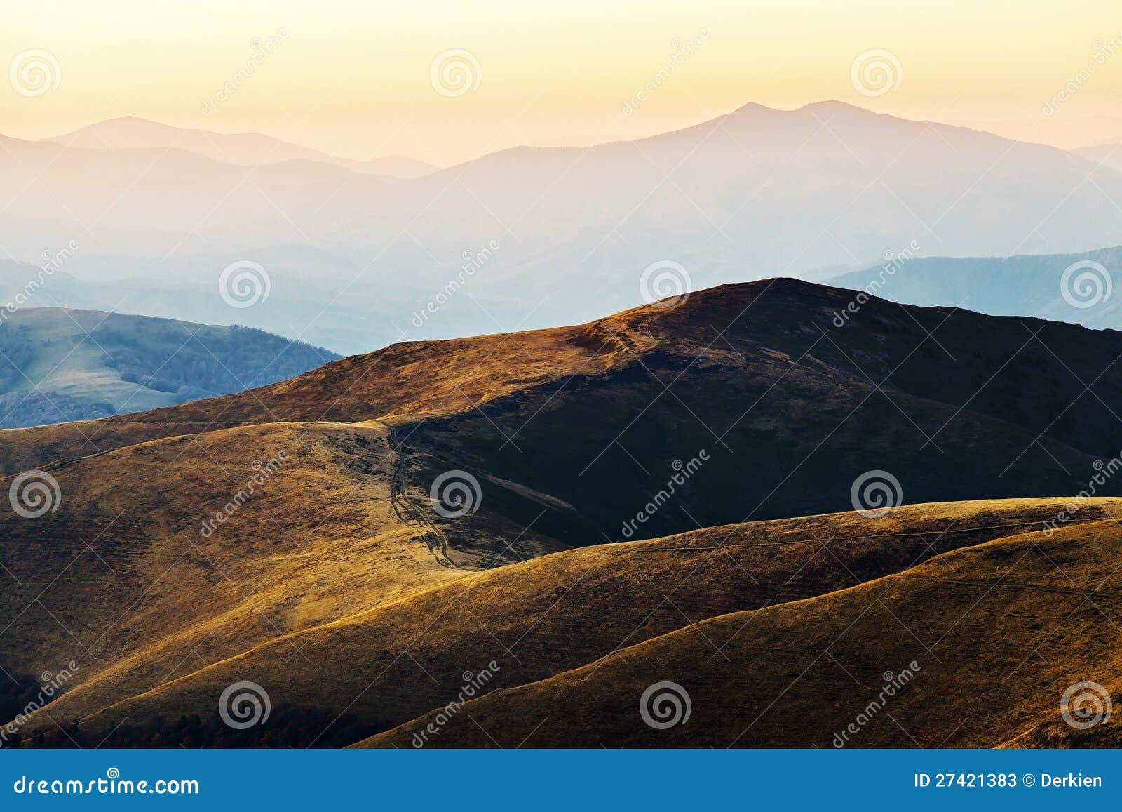 Sunset Landscape in Mountains Stock Image - Image of evening, mountains ...