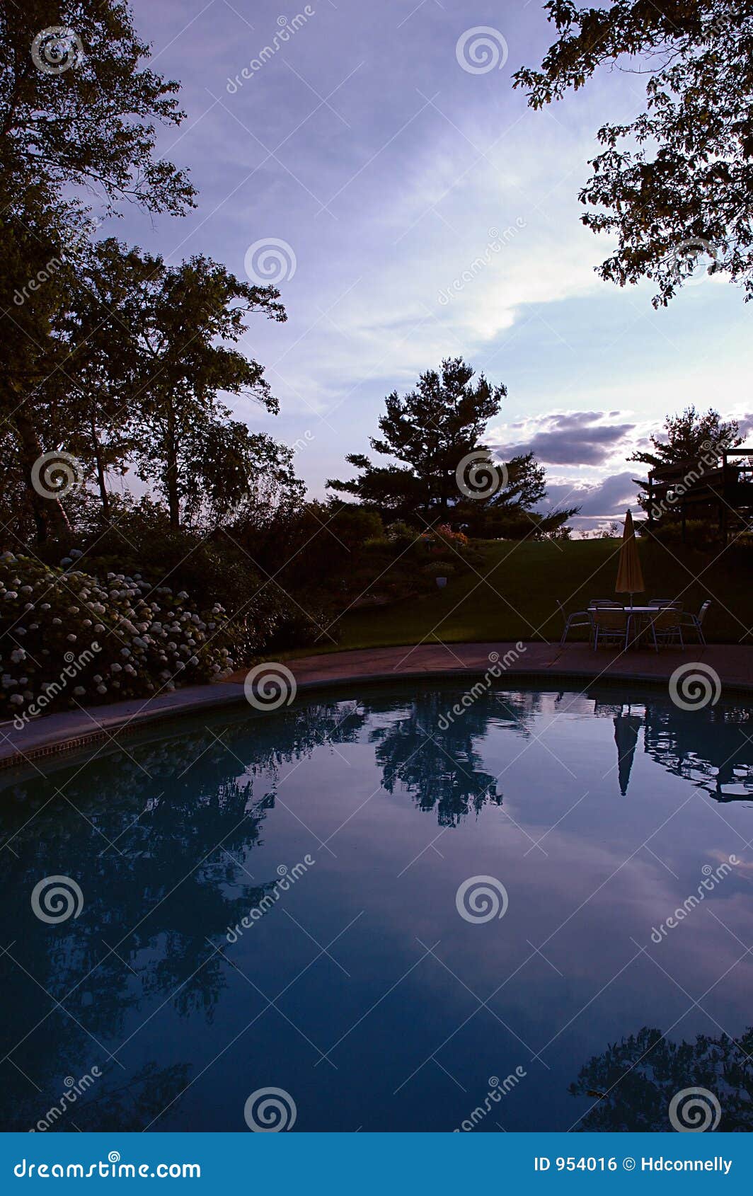 Sunset Landscape Reflected in Pool Stock Photo - Image of reflection ...