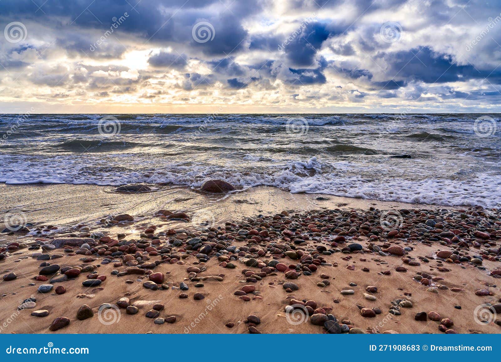 Sunset Landscape on the Sea with Rocks and Sand Stock Image - Image of ...