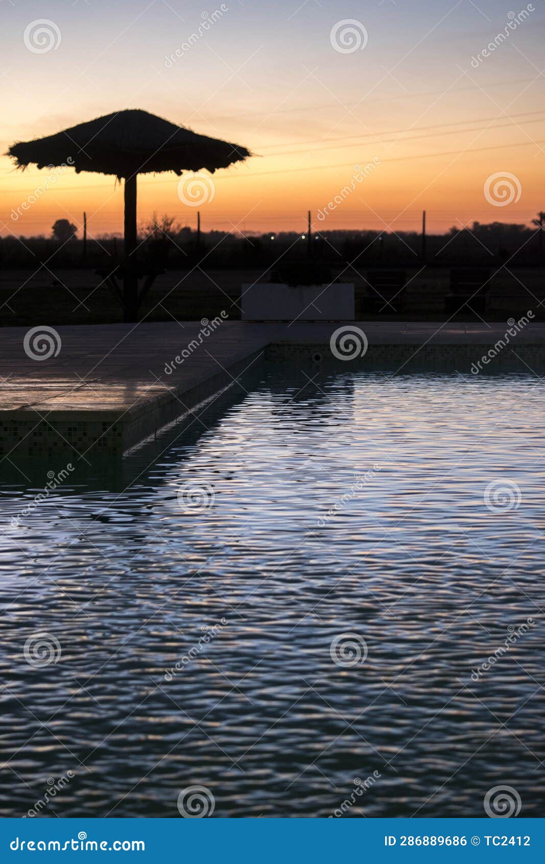 Sunset Landscape Seen from the Pool Stock Photo - Image of outdoors ...