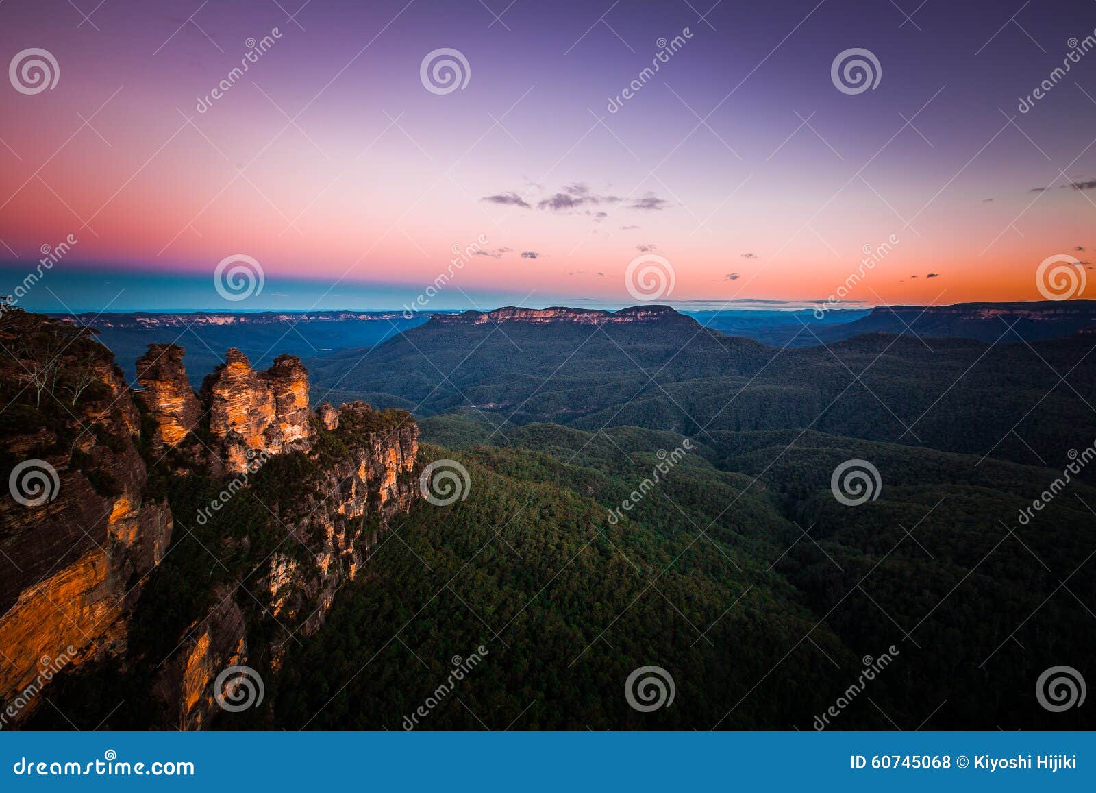 Sunset Landscape View of Blue Mountain Stock Photo - Image of evening ...