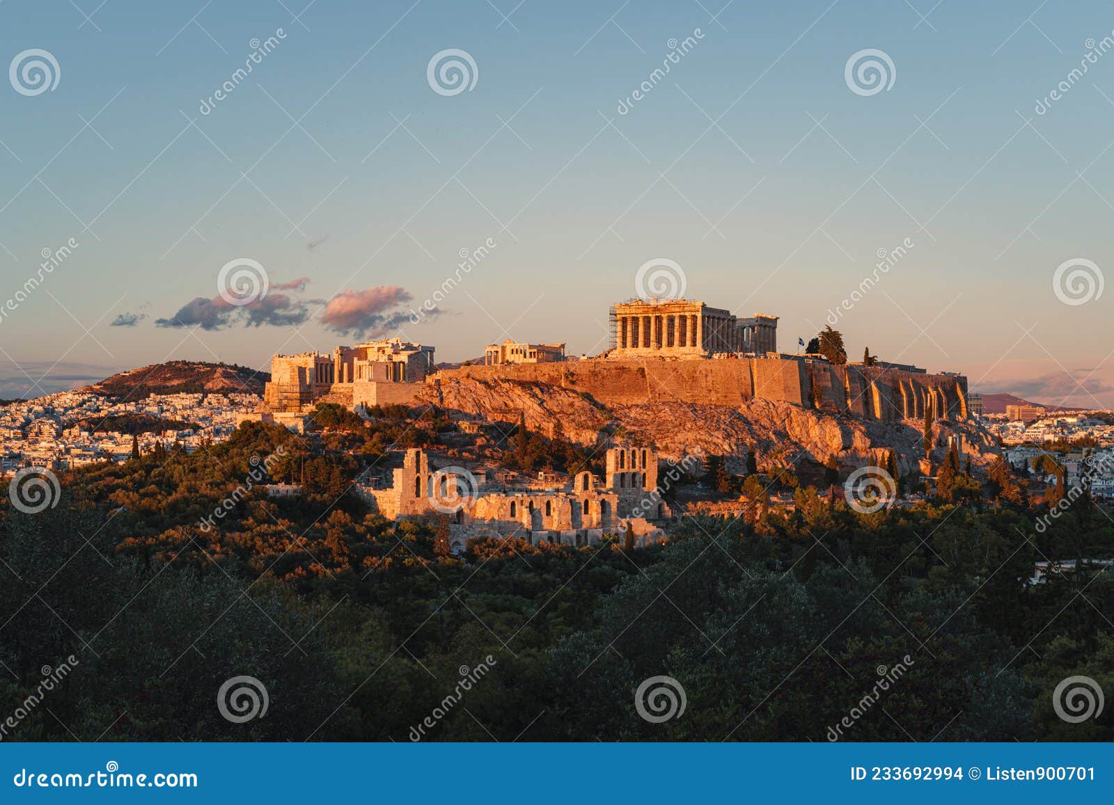 Sunset Landscapes of the Acropolis in Athens, Greece Stock Photo ...