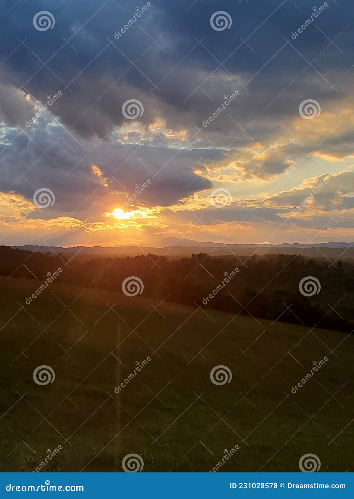 Sunset in Lee County Virginia Stock Photo - Image of reflection, field ...