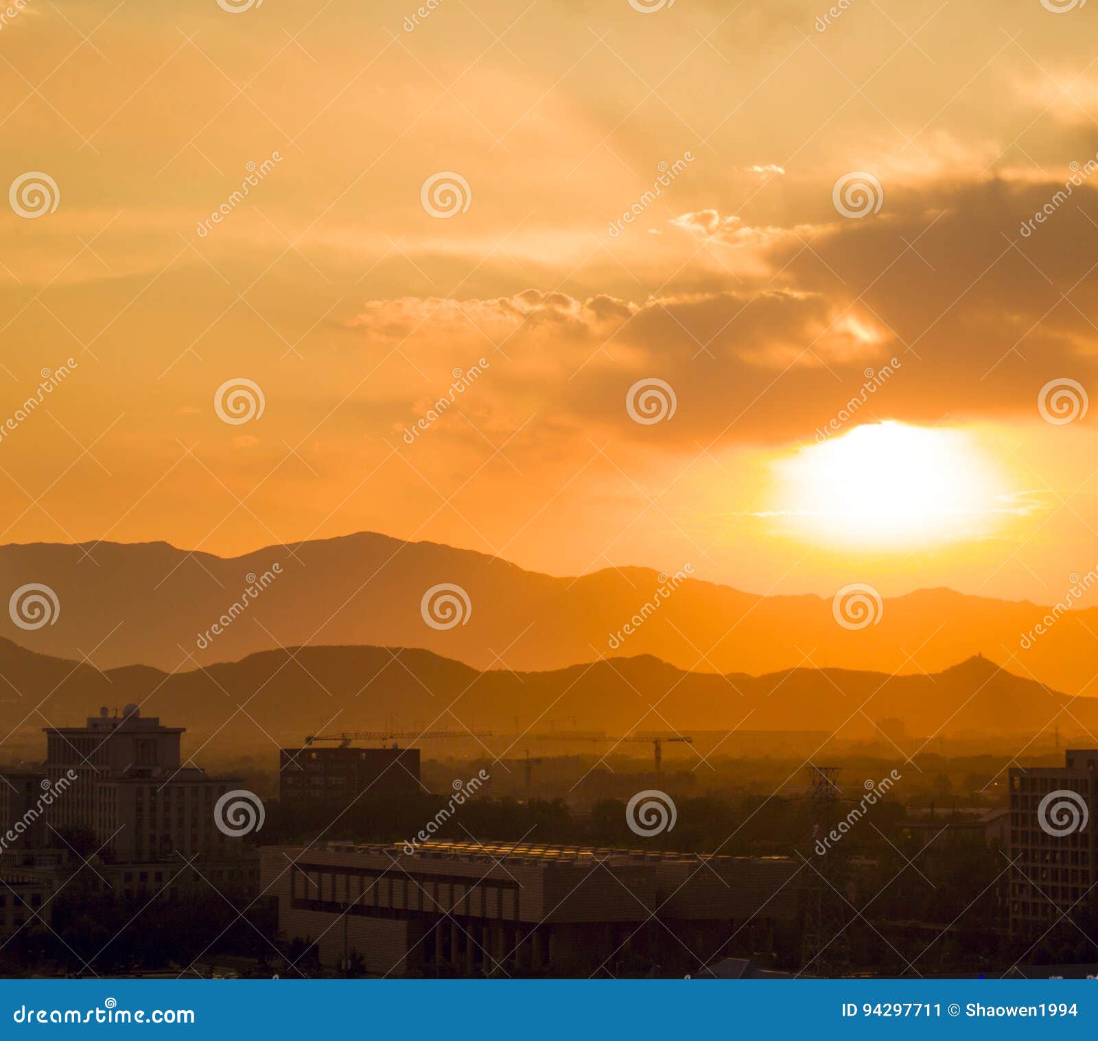 Sunset Light Above the Mountain Stock Image - Image of illuminate ...