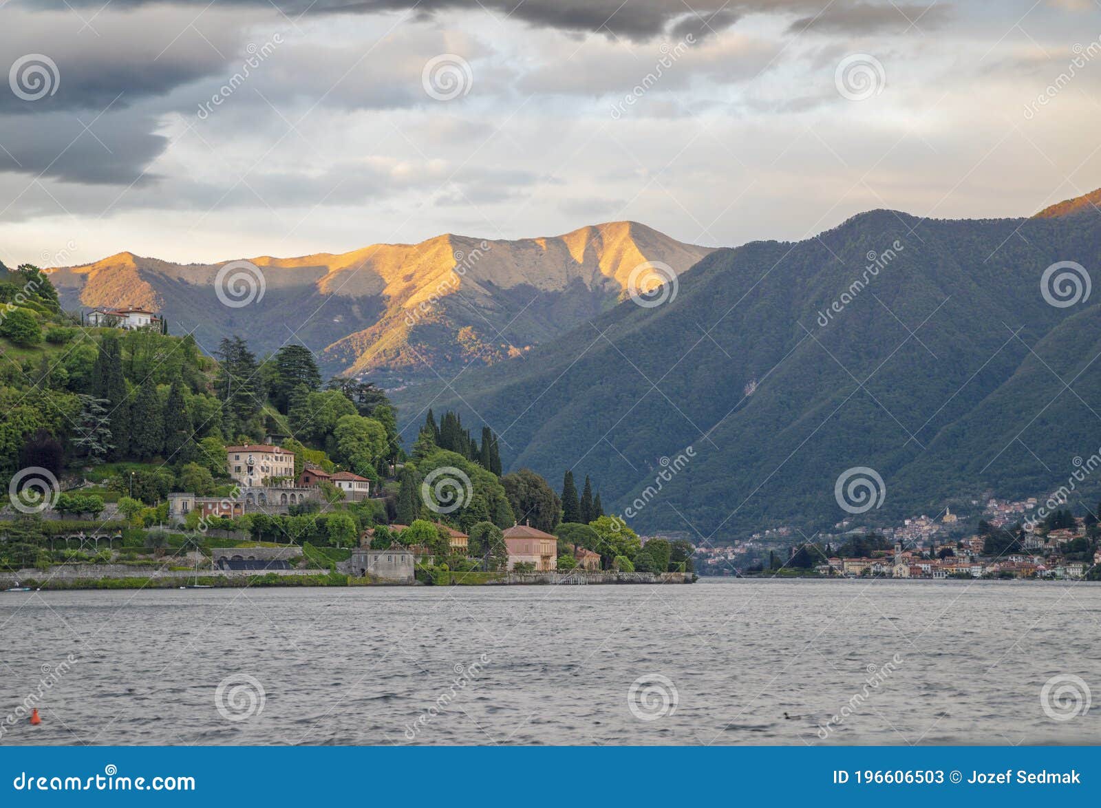 The Sunset Light on the Alps Over Lago Di Como Lake Editorial Stock ...