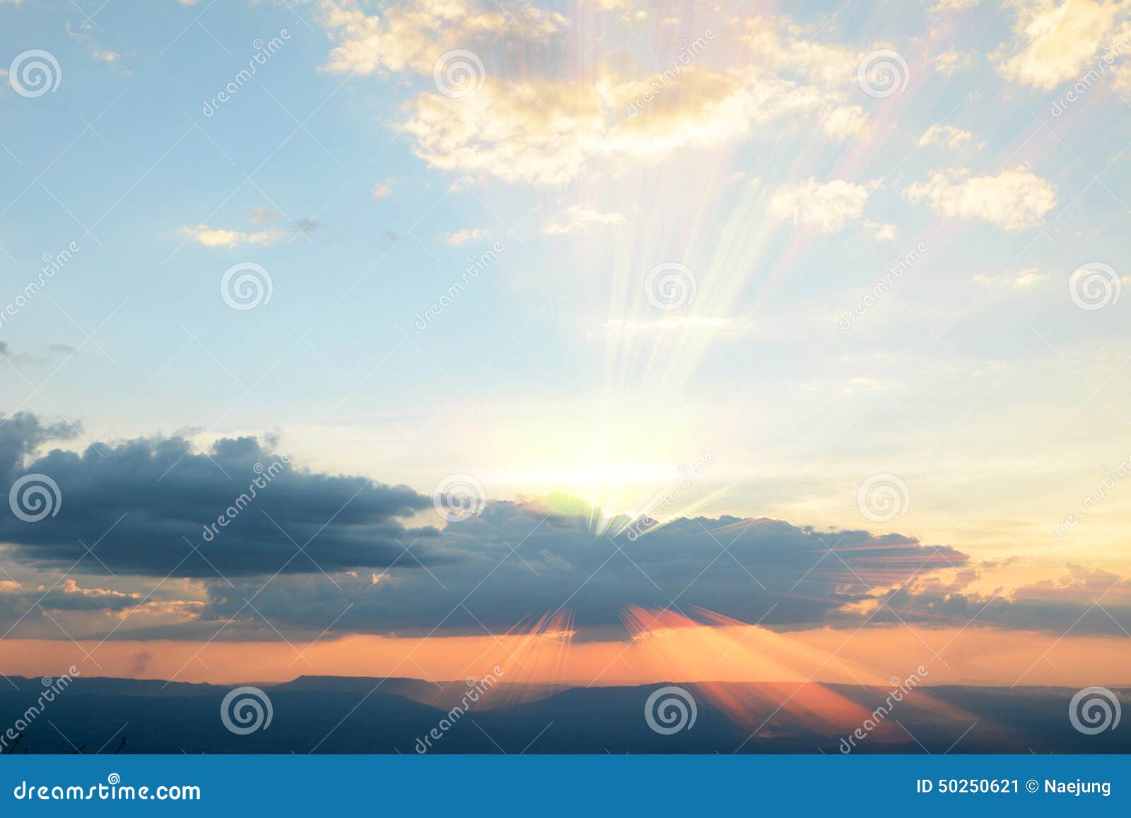 Sunset with light beam stock image. Image of blue, space - 50250621