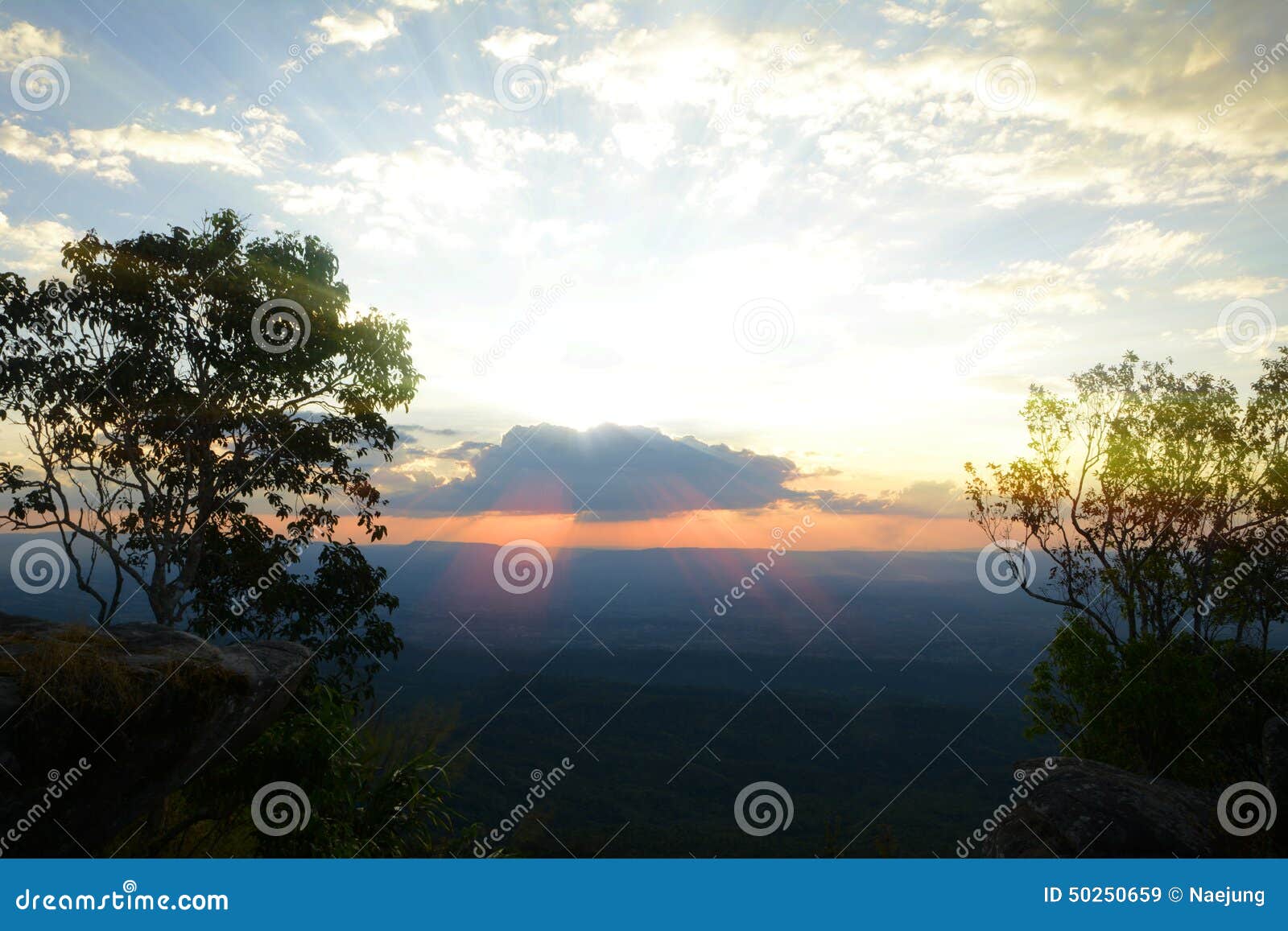 Sunset with light beam stock image. Image of beautiful - 50250659