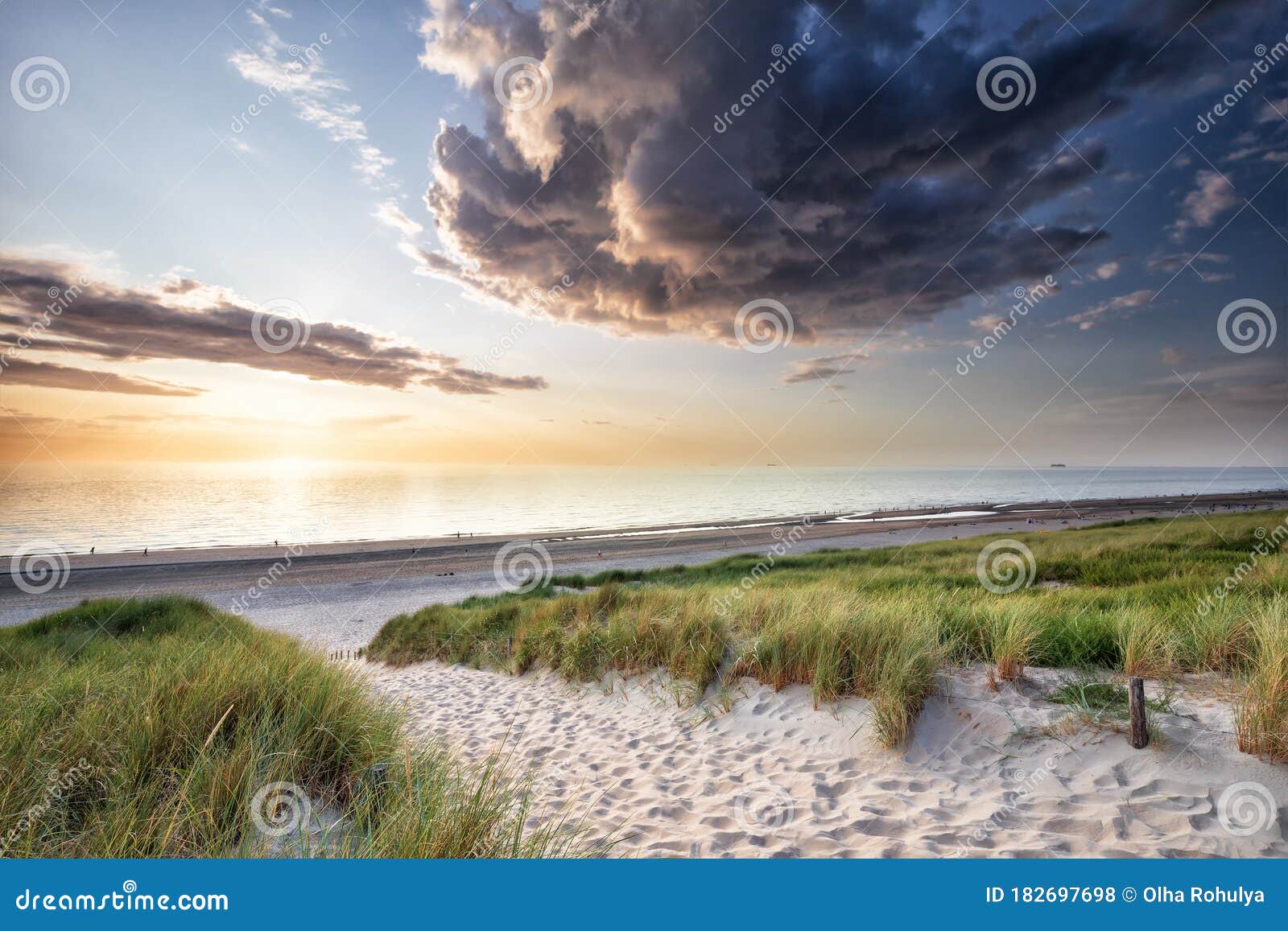 Sunset Light Over Sand Dunes by Sea Stock Photo - Image of landscape ...