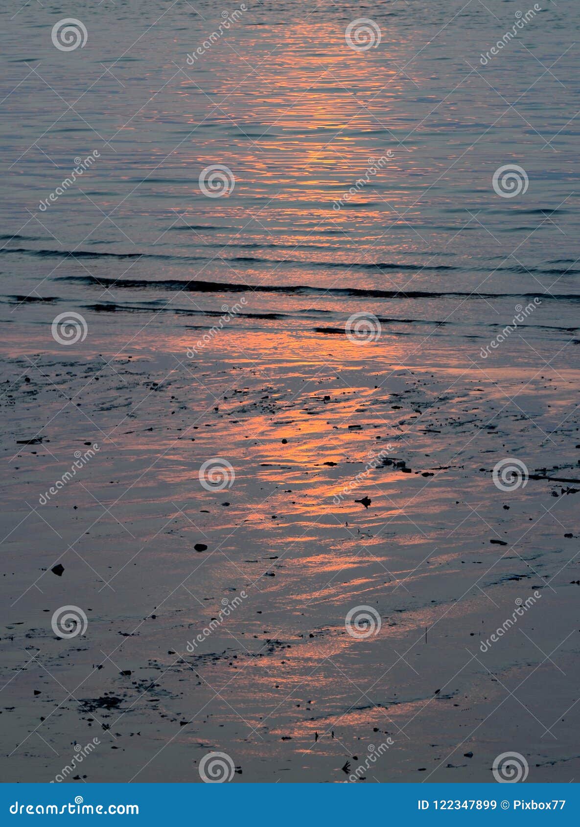 Sunset Light Reflection on Beach and Sea, Abstract Stock Image - Image ...
